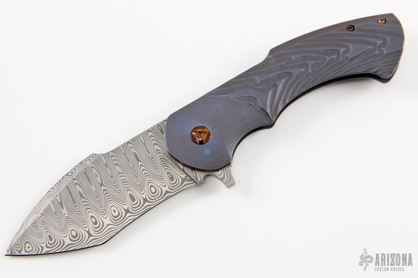 Fallout Custom Mid-Tech Flipper - Damasteel - Arizona Custom Knives