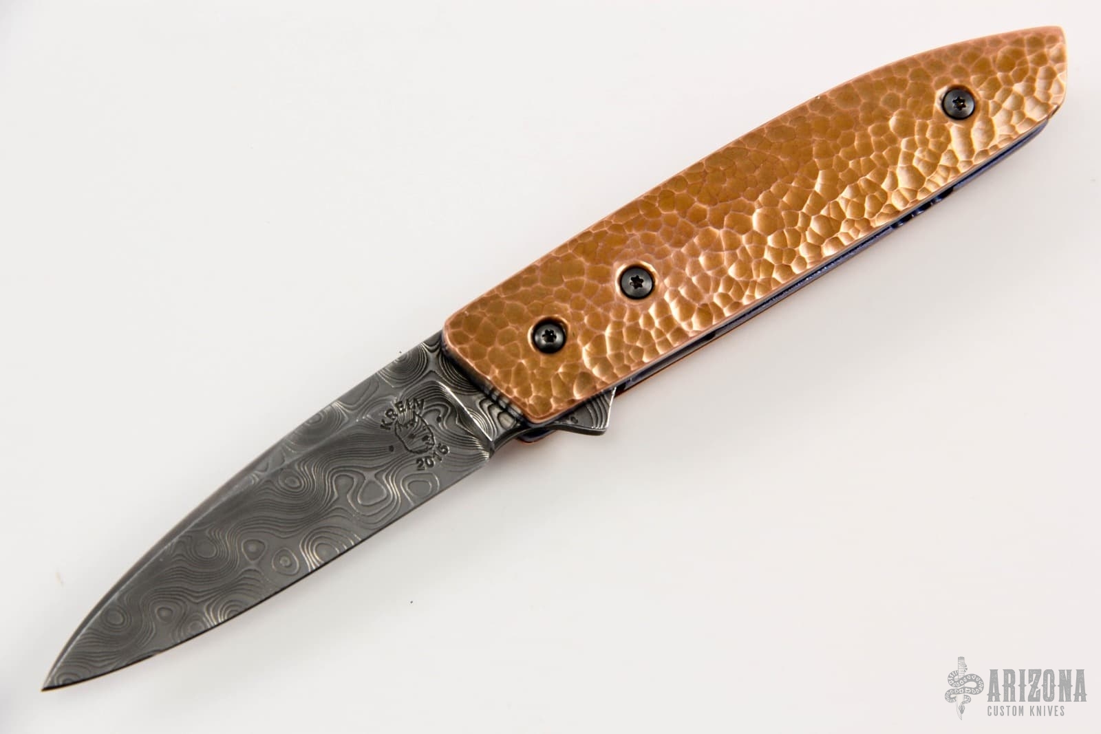 Splinter - Hammered Copper and Damascus - Arizona Custom Knives