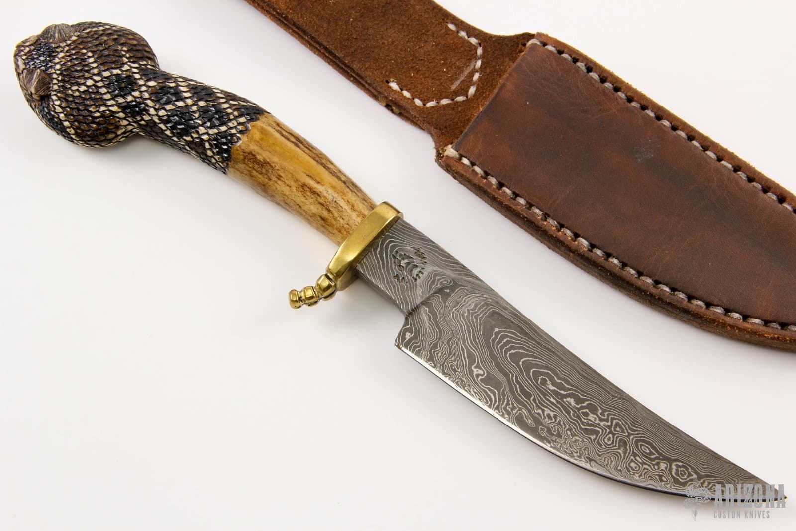 Carved Damascus Hunter - Arizona Custom Knives