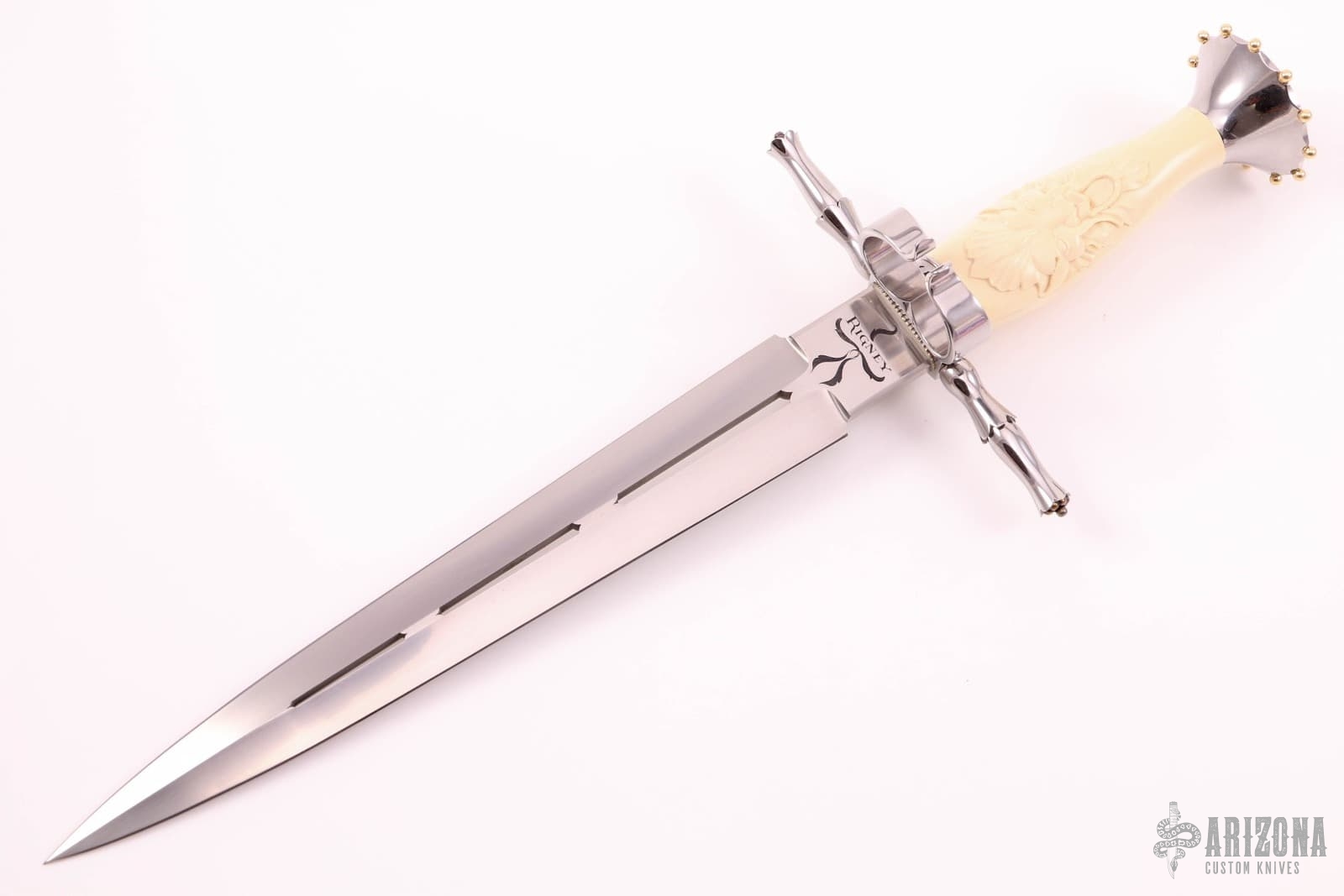 Engraved and Carved Dagger - Arizona Custom Knives