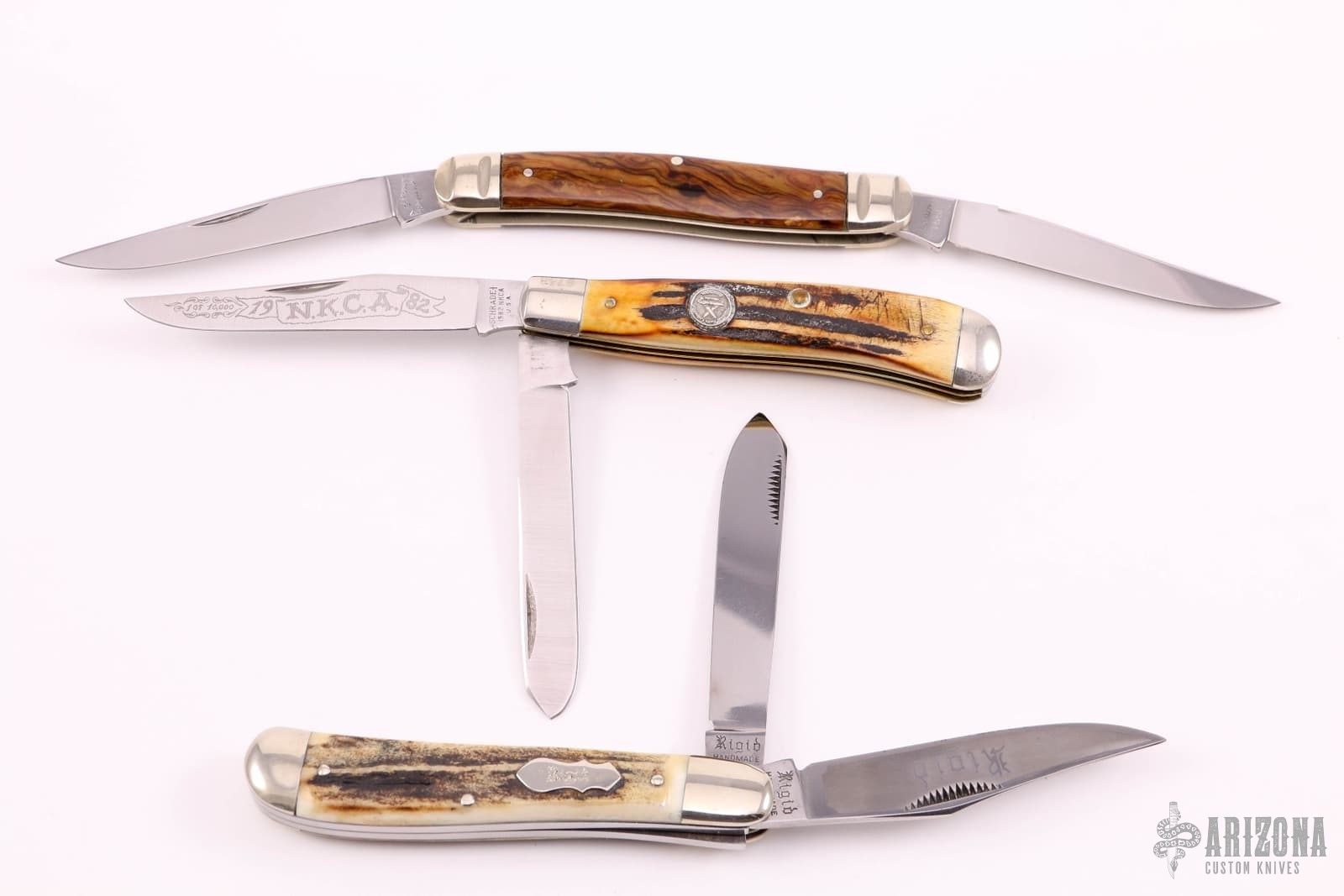 Three Serpentine Trappers - Arizona Custom Knives