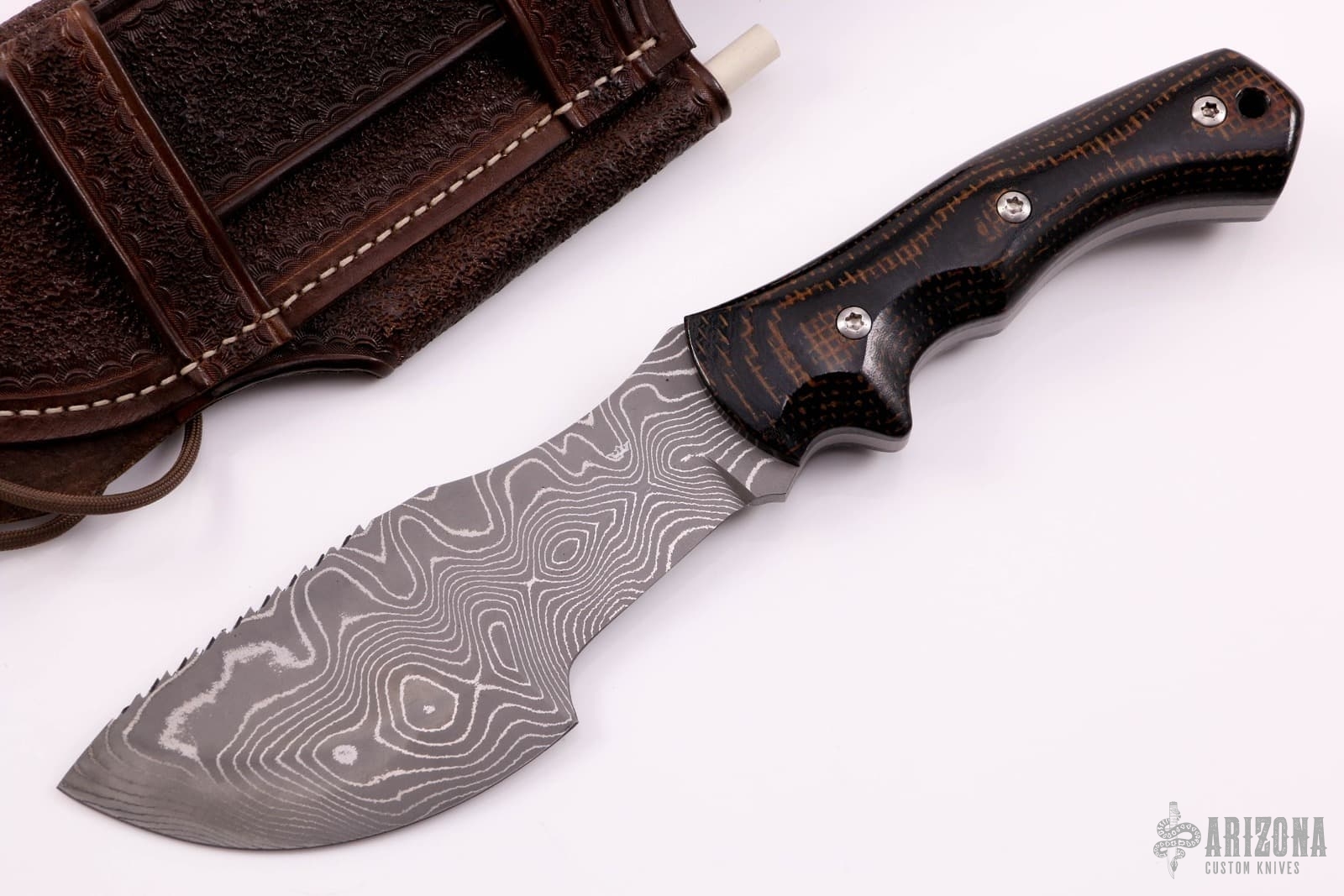 Damascus WSK - Black Linen and Natural Burlap Micarta | Arizona Custom ...