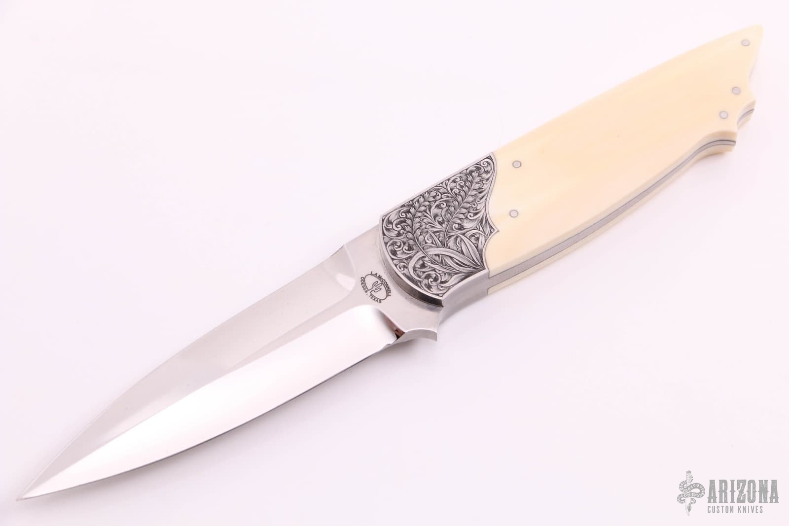 Engraved Mammoth Ivory Dagger - Arizona Custom Knives