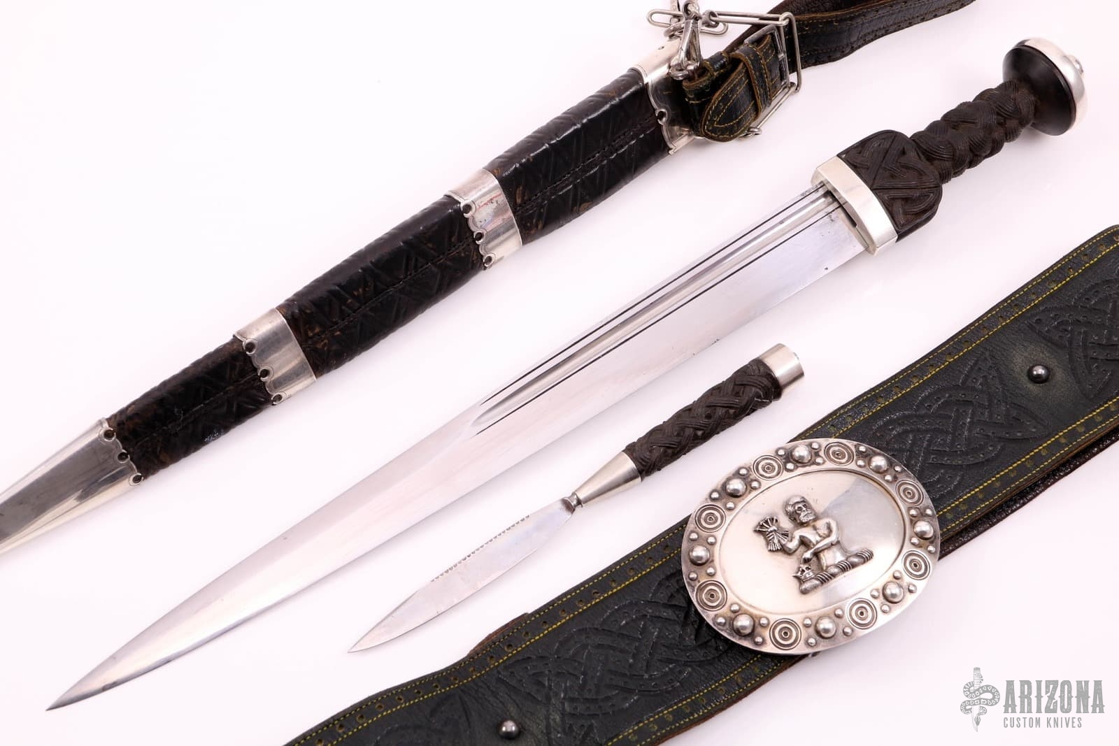 Scottish Short Sword with Companion blade and Belt - Arizona Custom Knives