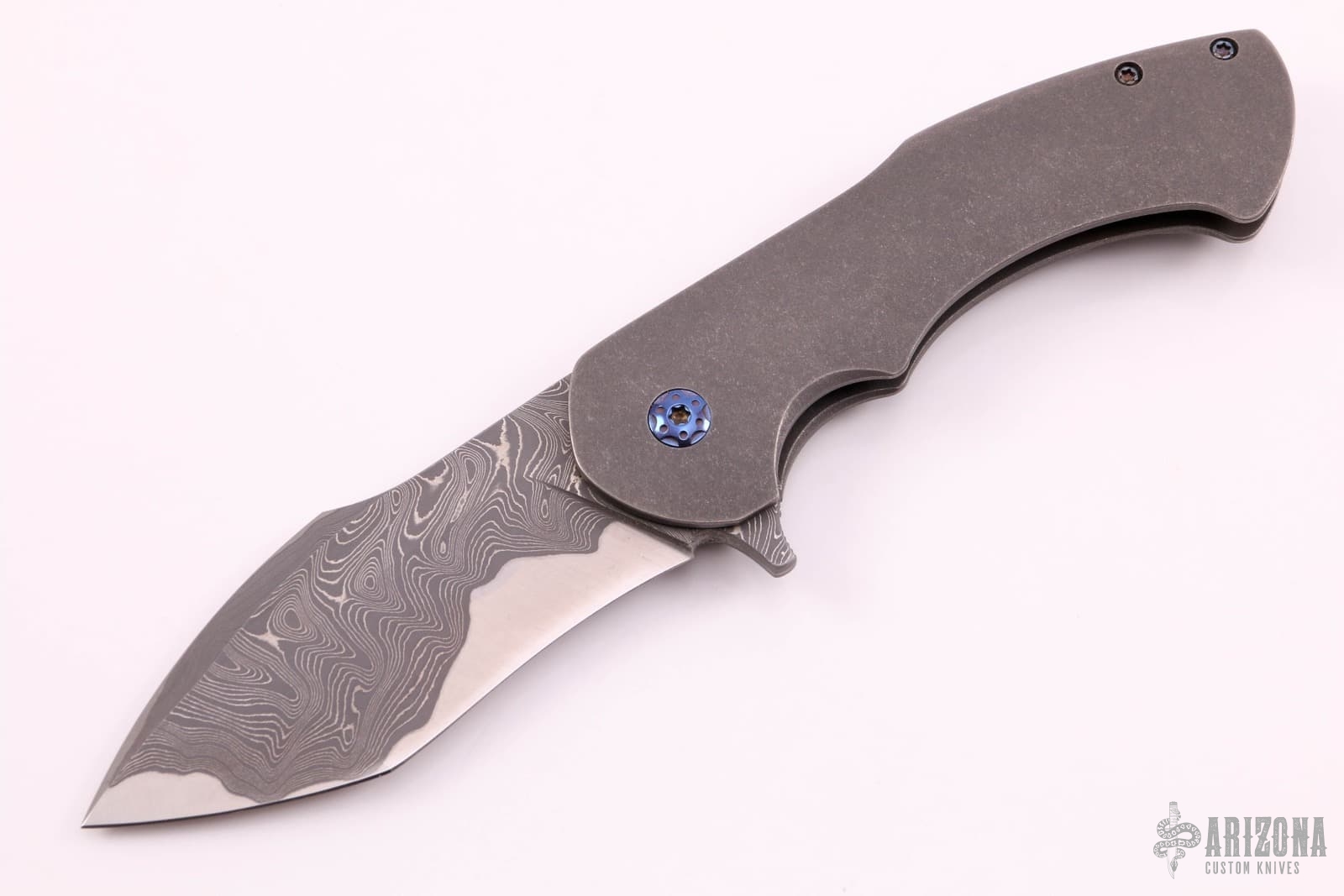 Fallout Flipper - San Mai Damascus - Arizona Custom Knives