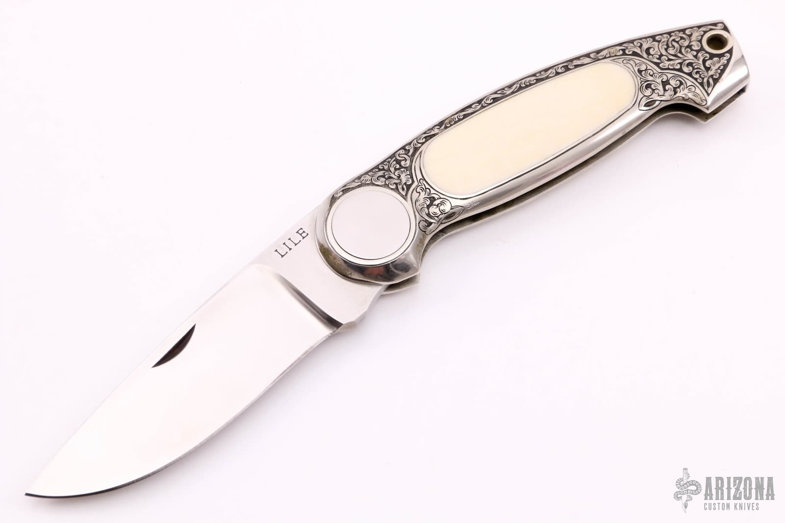 Button Lock - Engraved w/ Ivory - Arizona Custom Knives