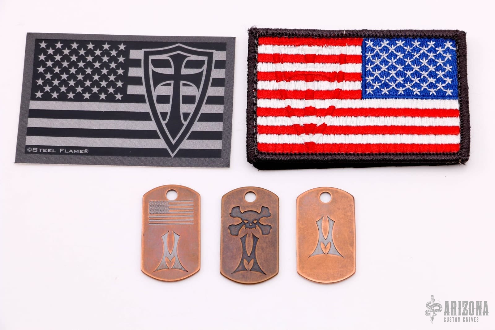 Marsh/Steel Flame Tags/Sticker/Patch - Arizona Custom Knives
