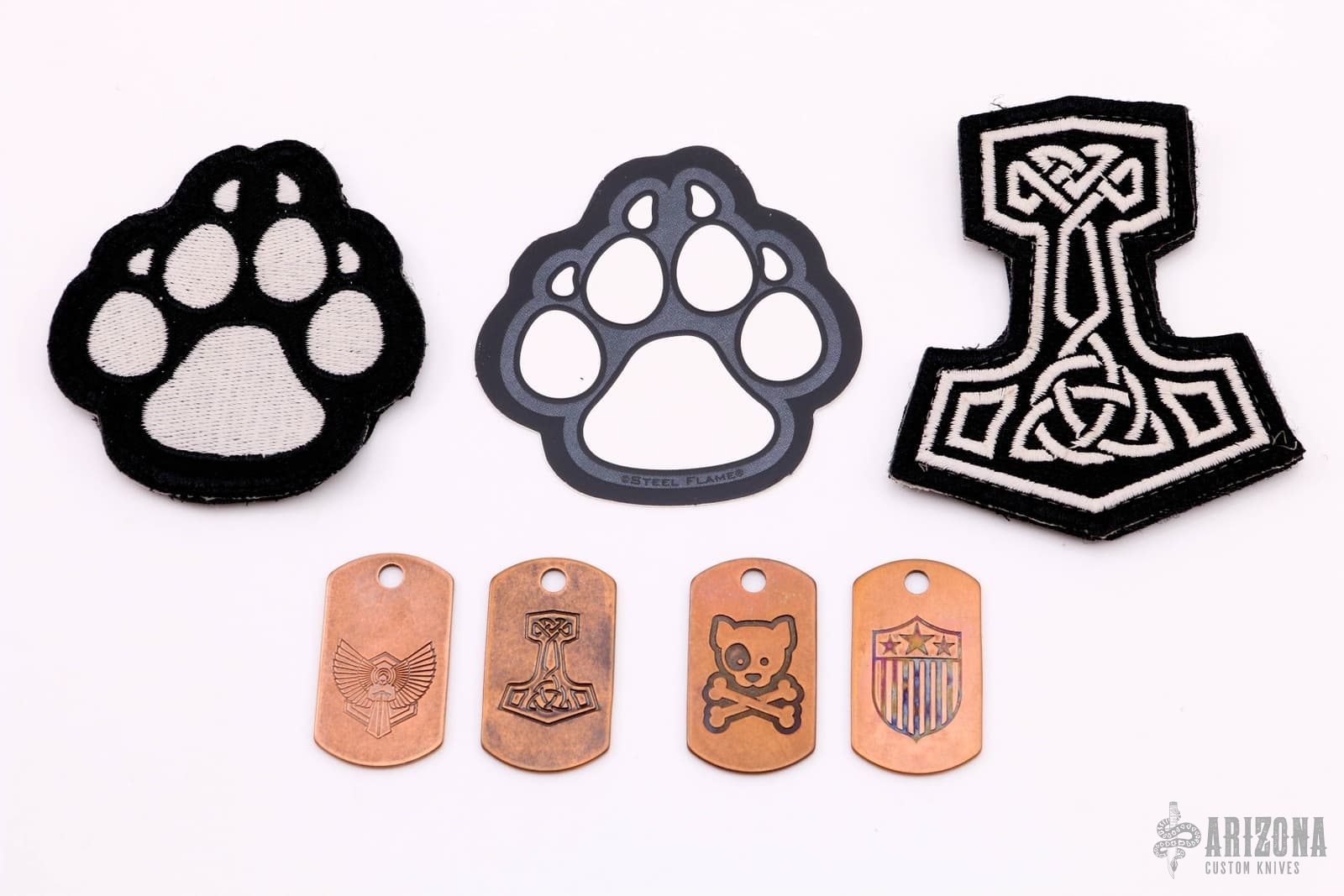Steel Flame Tags/Sticker/Patches - Arizona Custom Knives
