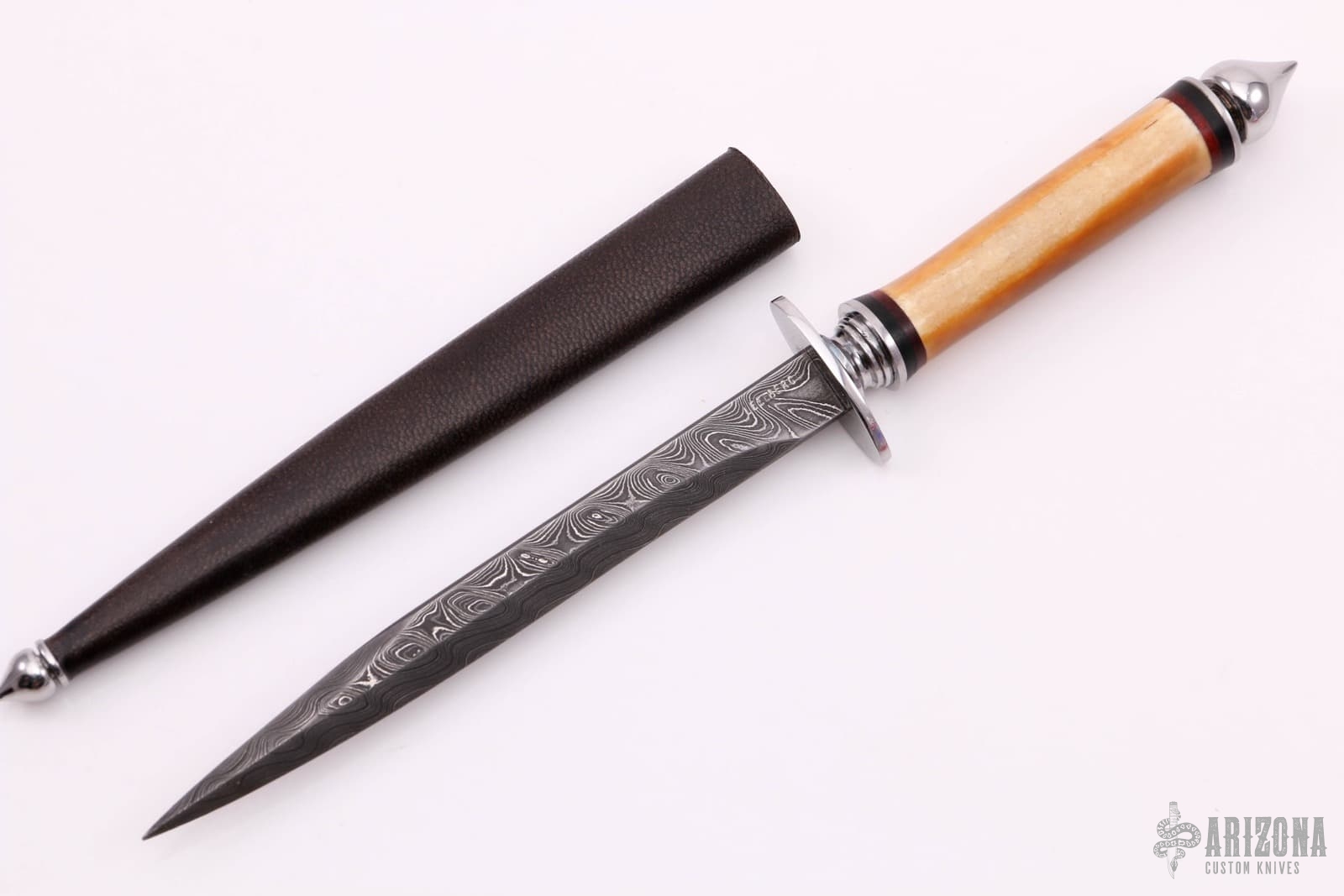 Damascus and Walrus Dagger - Arizona Custom Knives