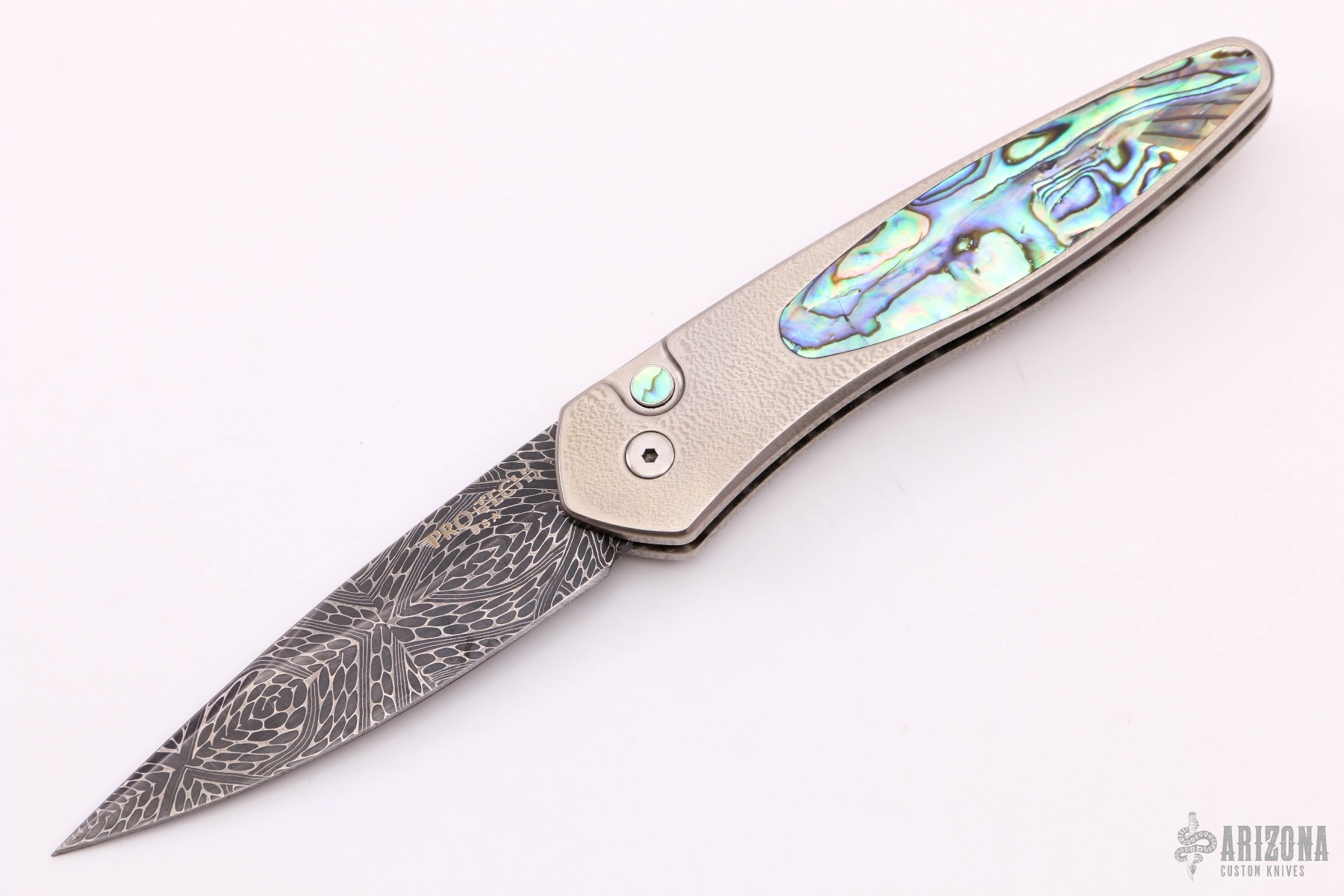 Newport Titanium Custom - Abalone/Damascus - Arizona Custom Knives
