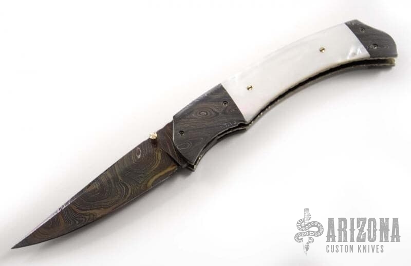 Damascus & Mother of Pearl Folder-by-Aaron-Frederick - Arizona Custom ...