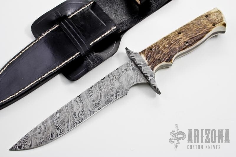 Damascus & Stag Knife - Arizona Custom Knives