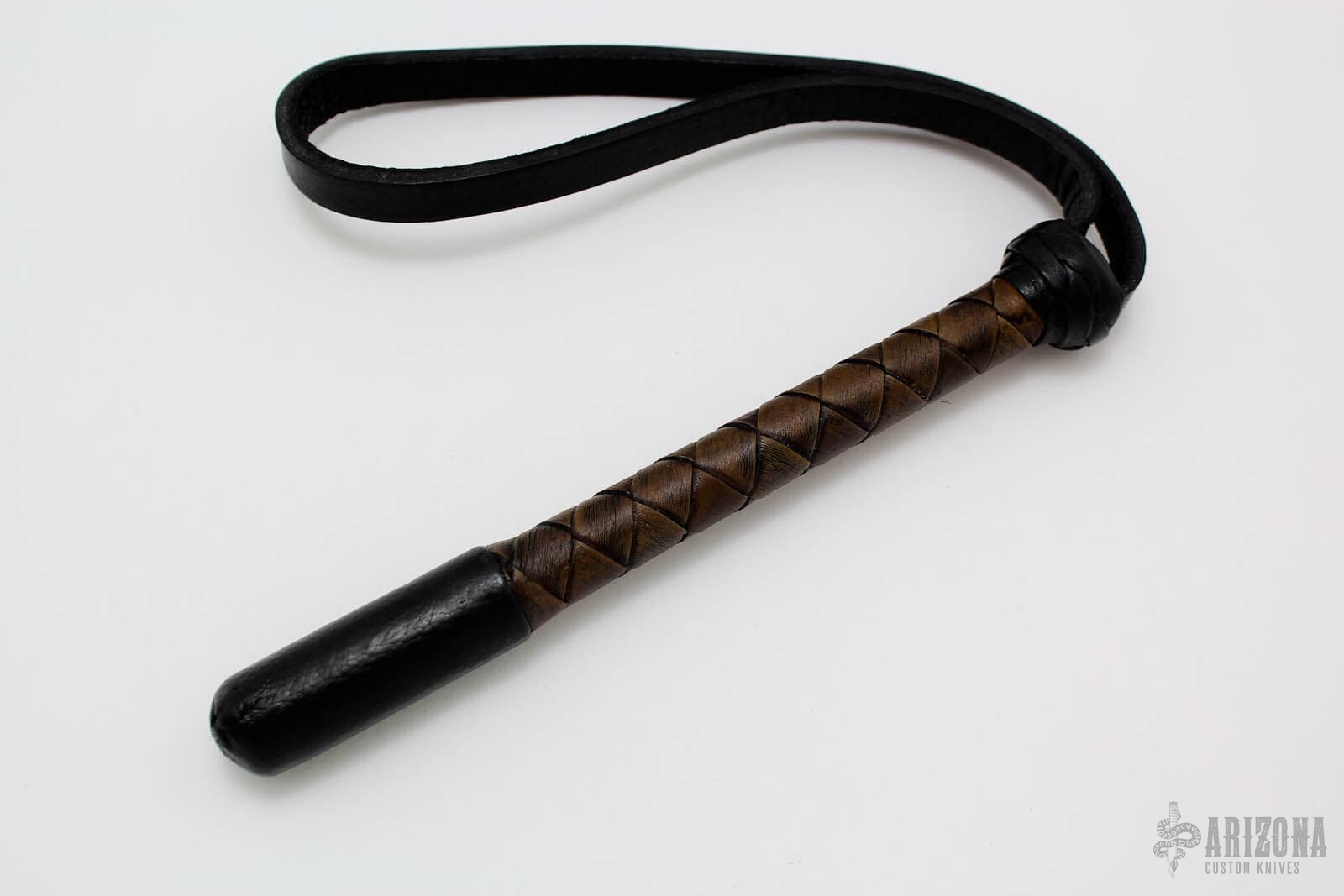 8" Black/Brown Leather Springloaded Blackjack w/ Strap - Arizona Custom ...