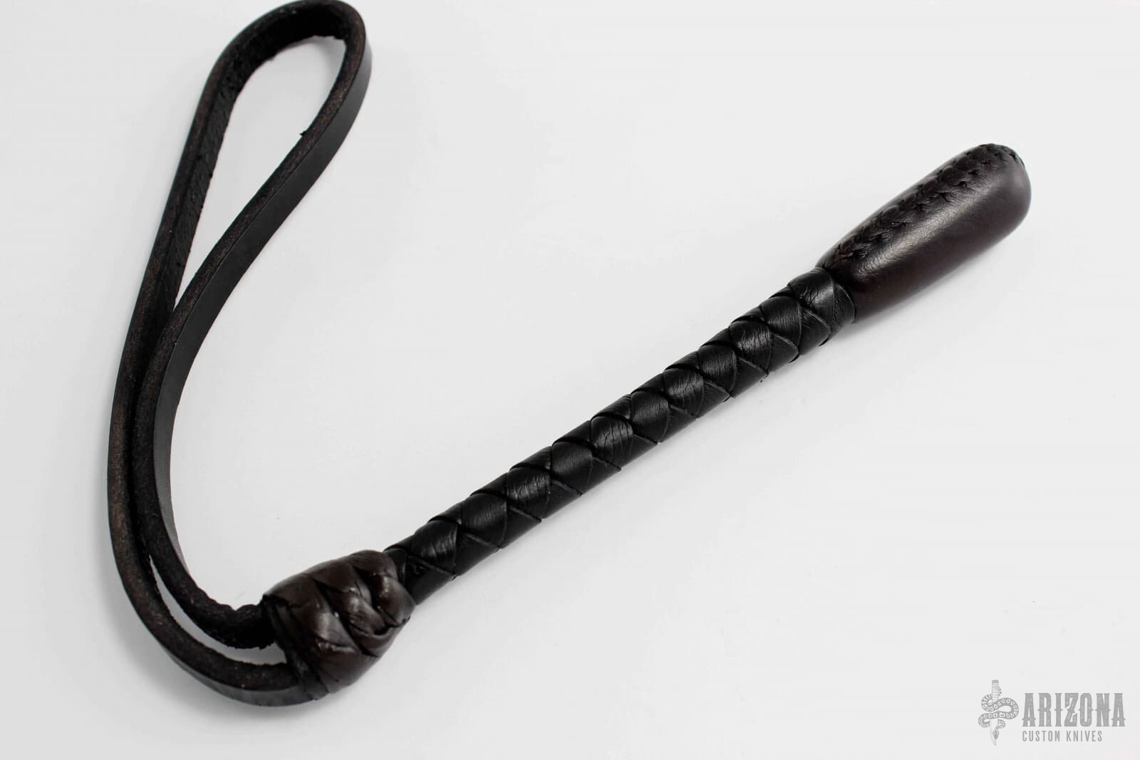 8" Black Leather Springloaded Blackjack w/ Strap | Arizona Custom Knives