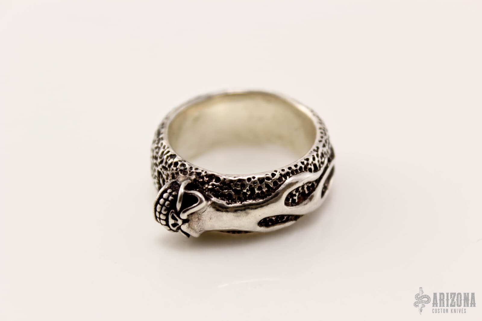 .925 Sterling Silver Hot Head Skull Ring - Size 12 - Arizona Custom Knives