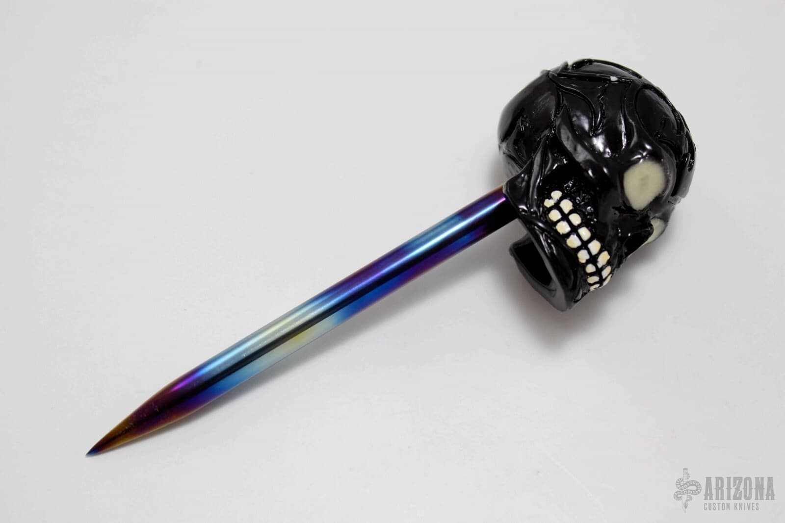 Black Skull Spike - GITD Eyes - Arizona Custom Knives