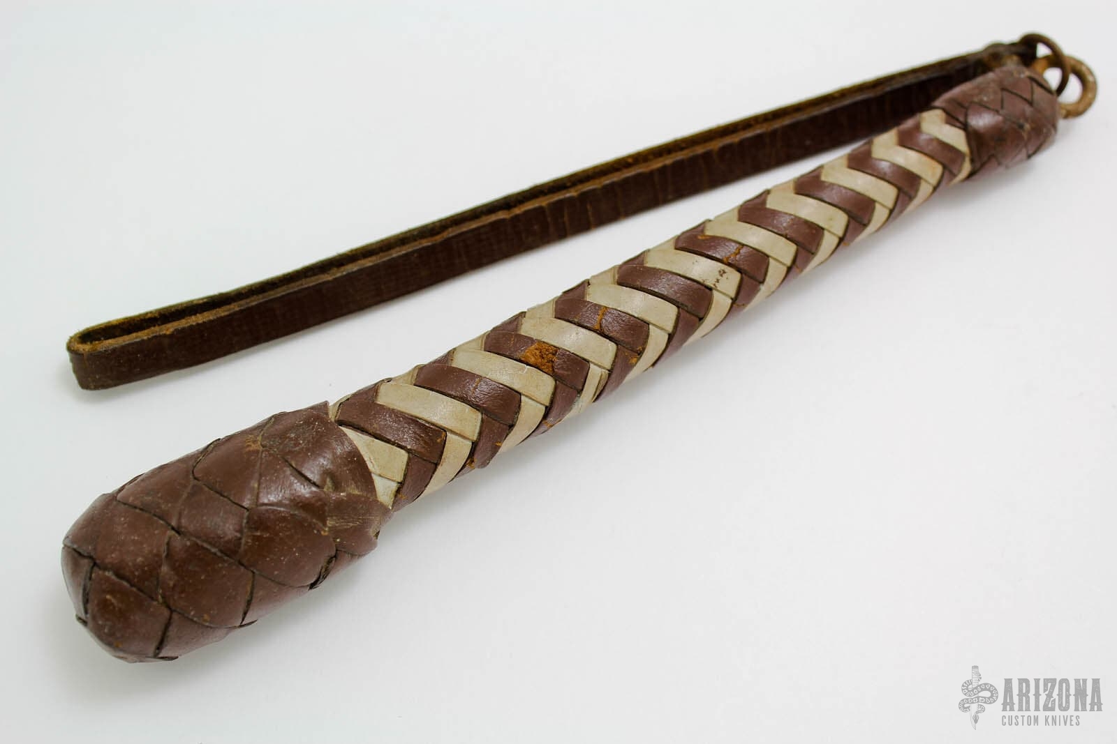 Brown/White Leather Spring Sap - Arizona Custom Knives