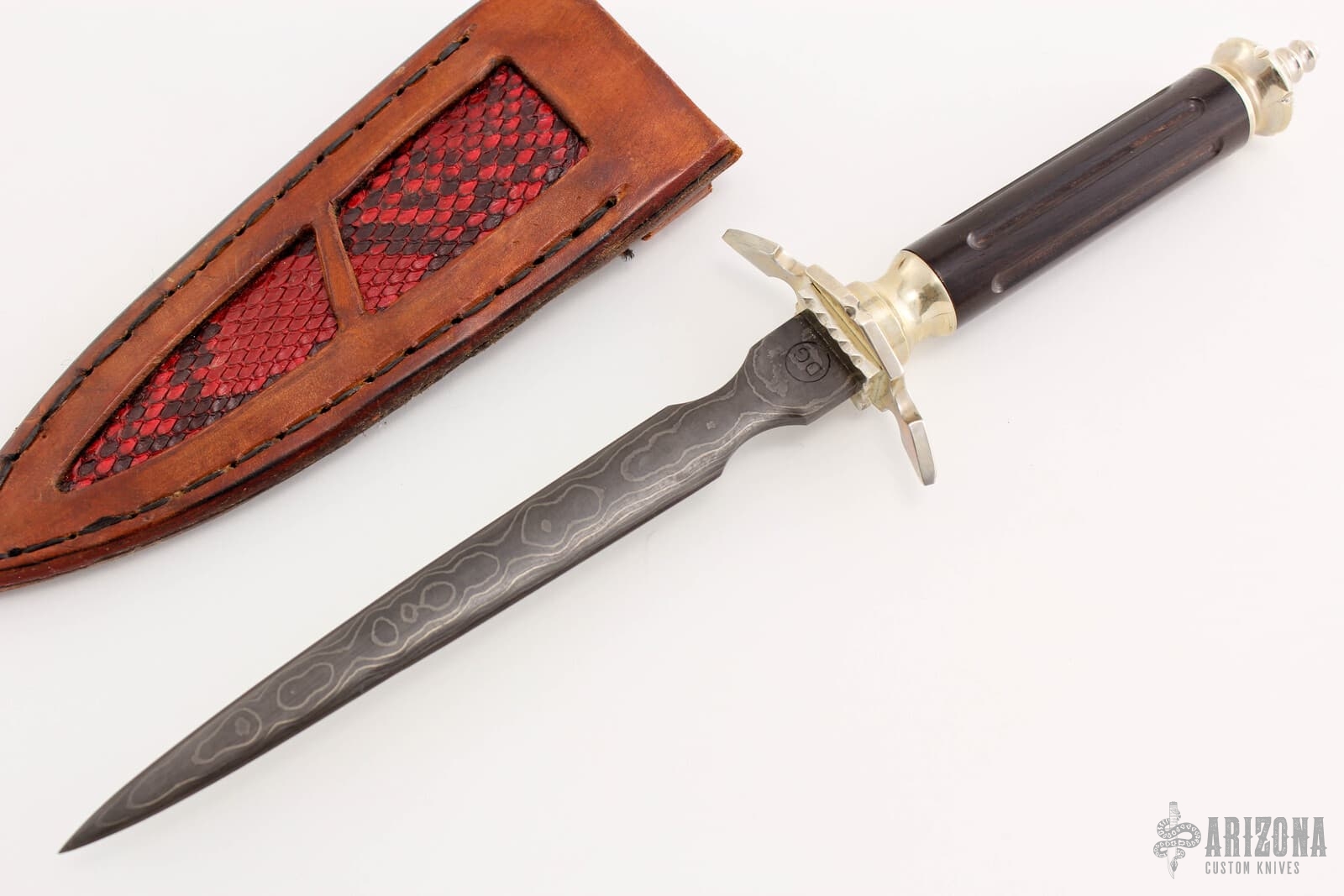 Damascus and Ebony Dagger - Arizona Custom Knives