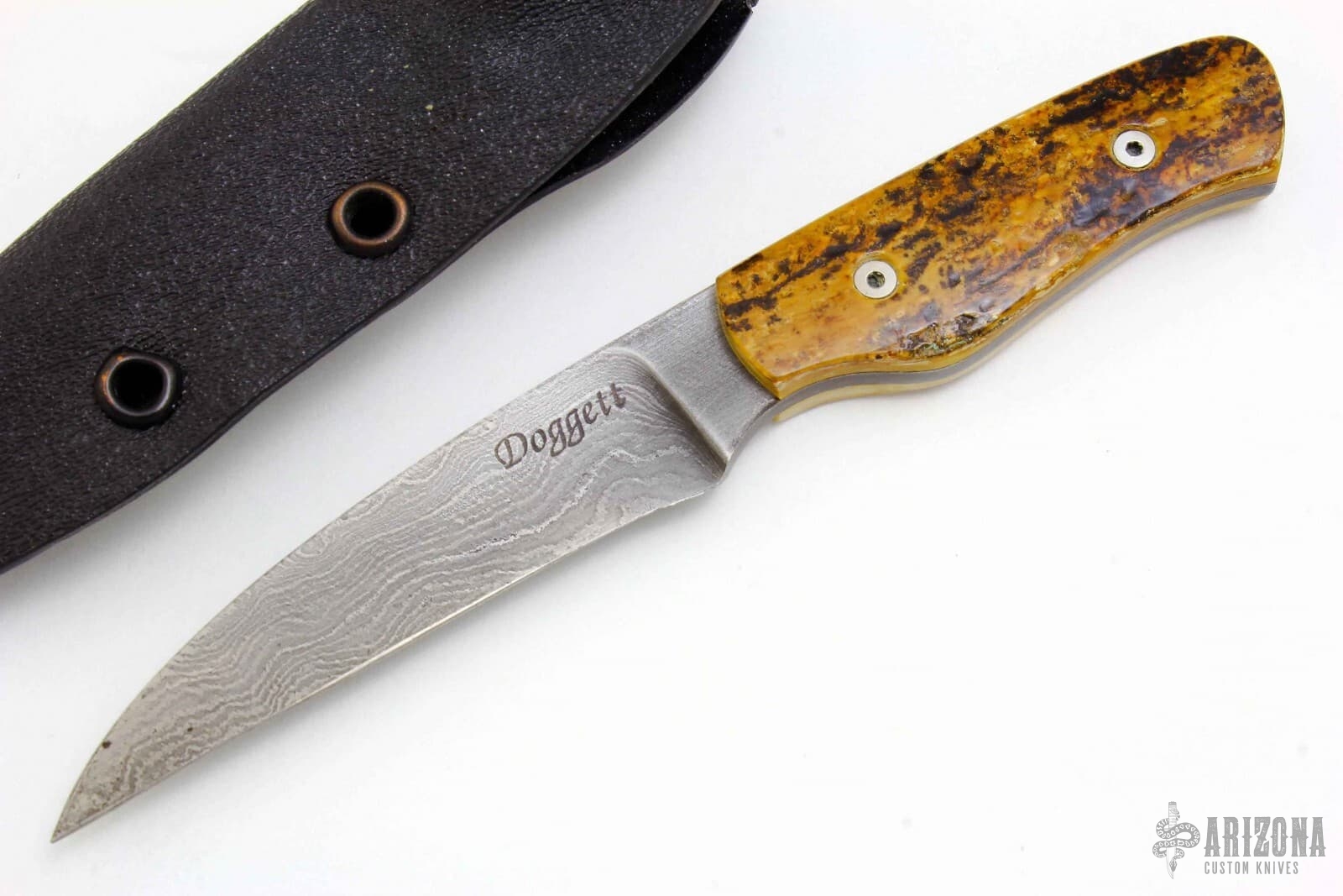 Mammoth Ivory Damascus Folding Knife