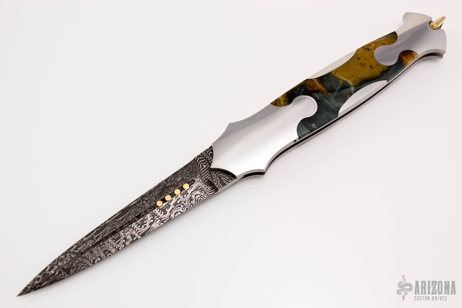 Damascus and Morrisonite Auto - Damascus - Arizona Custom Knives