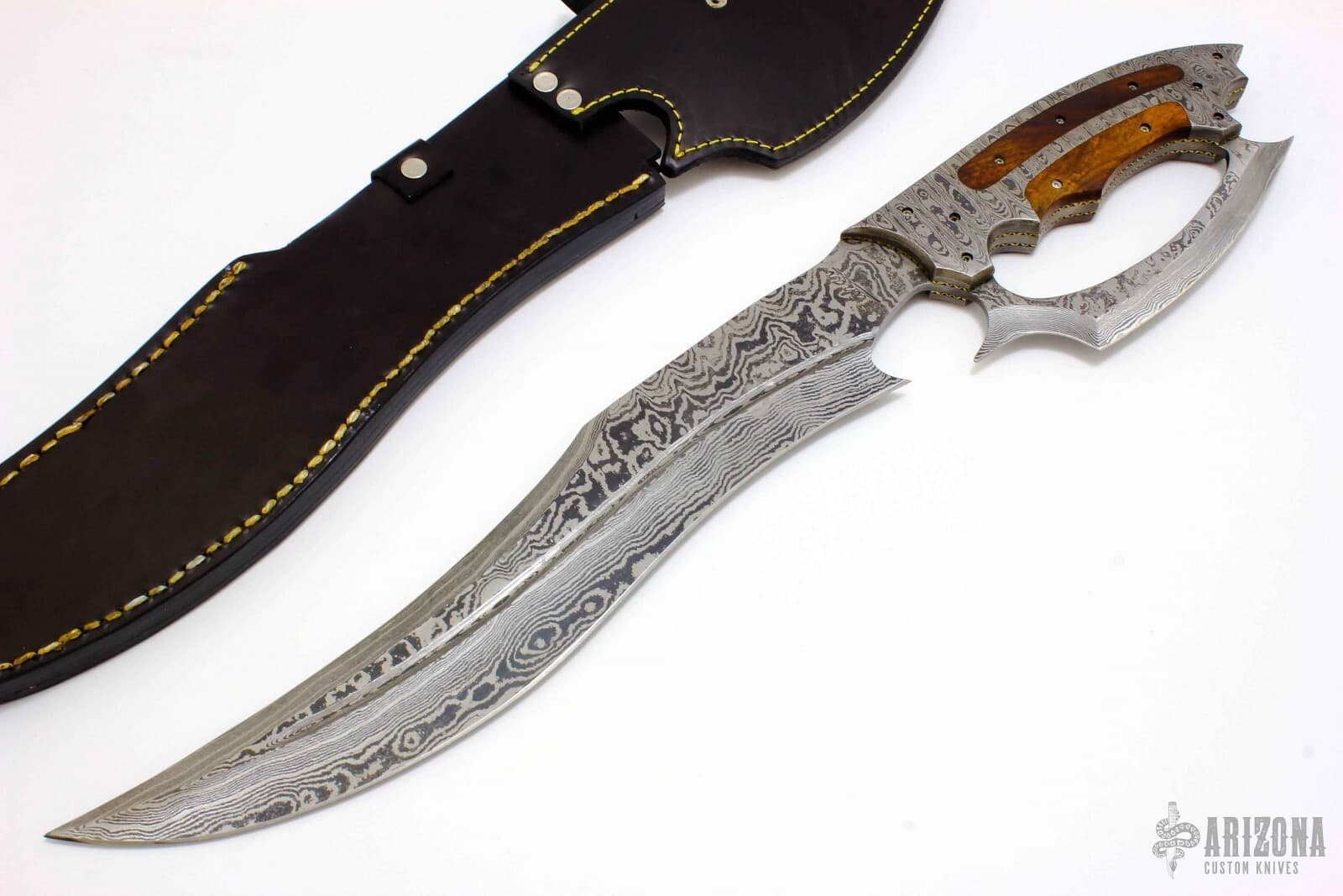 Damascus D-Guard Fighter - Arizona Custom Knives