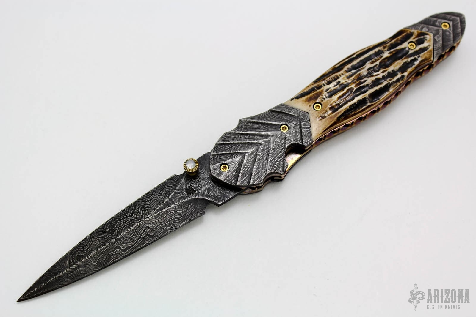Damascus Linerlock Dagger | Arizona Custom Knives