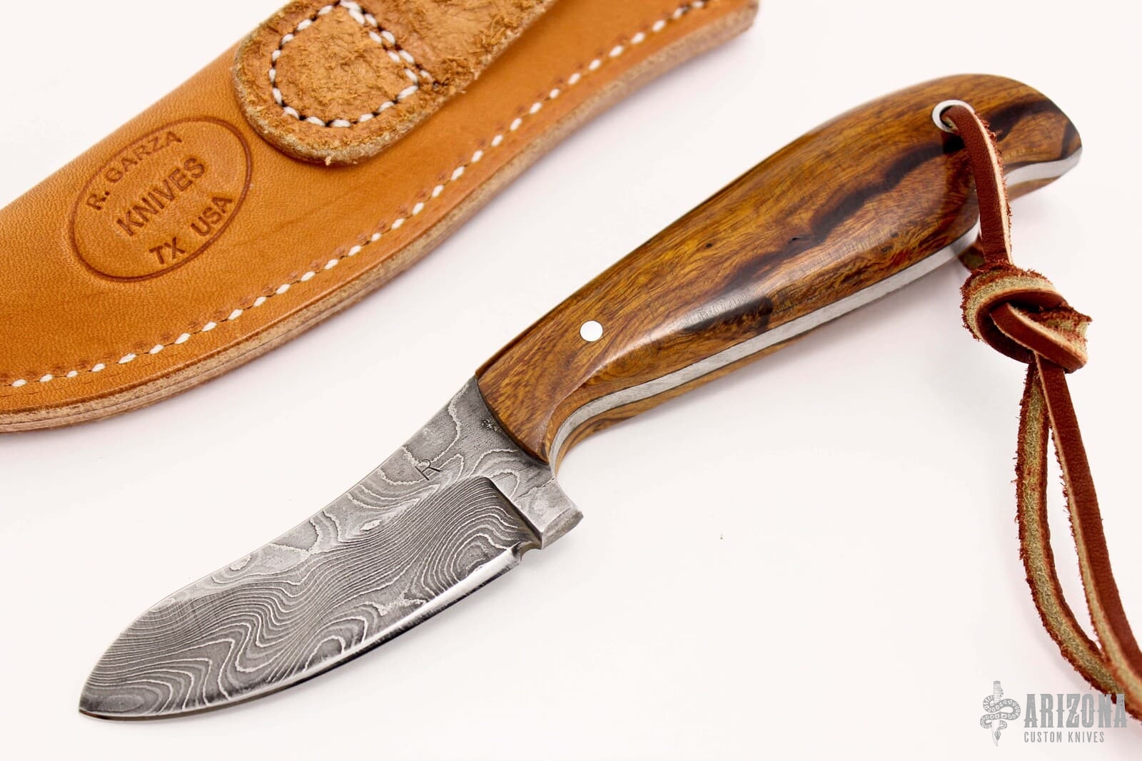 Damascus Skinner - Chisel Ground - Arizona Custom Knives