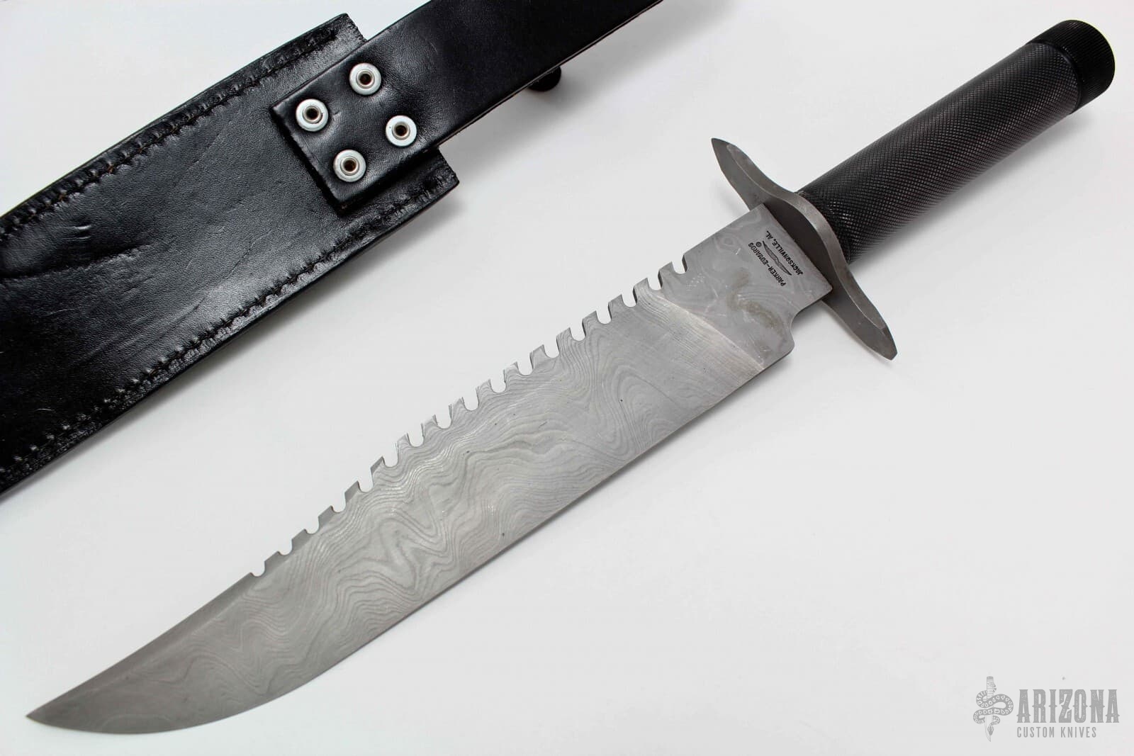 Damascus Survival Bowie #388 fo 1200 - Arizona Custom Knives
