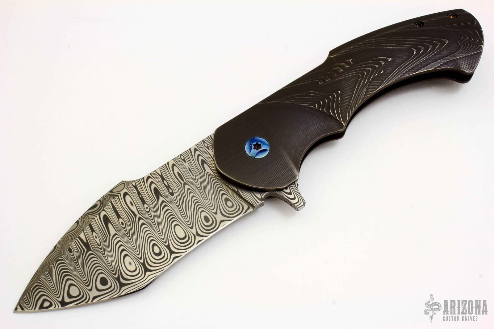 Fallout Custom Mid-Tech Flipper - Damasteel | Arizona Custom Knives