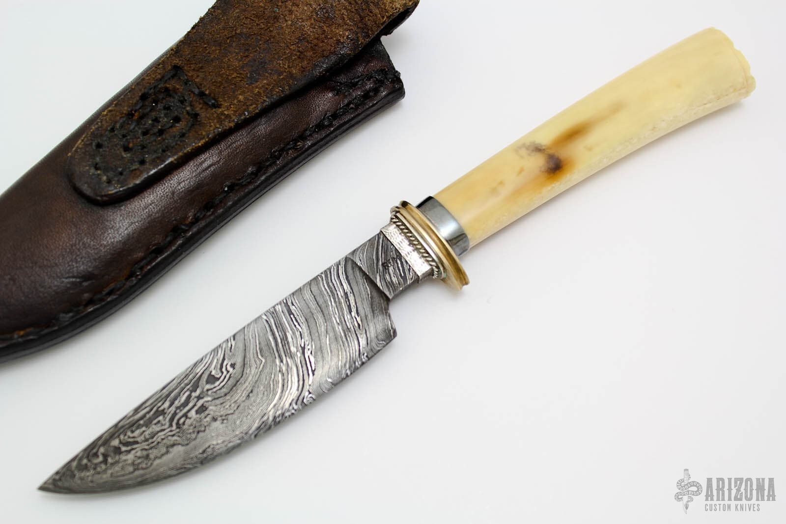 Fixed Blade - Damascus/Walrus Ivory - Arizona Custom Knives