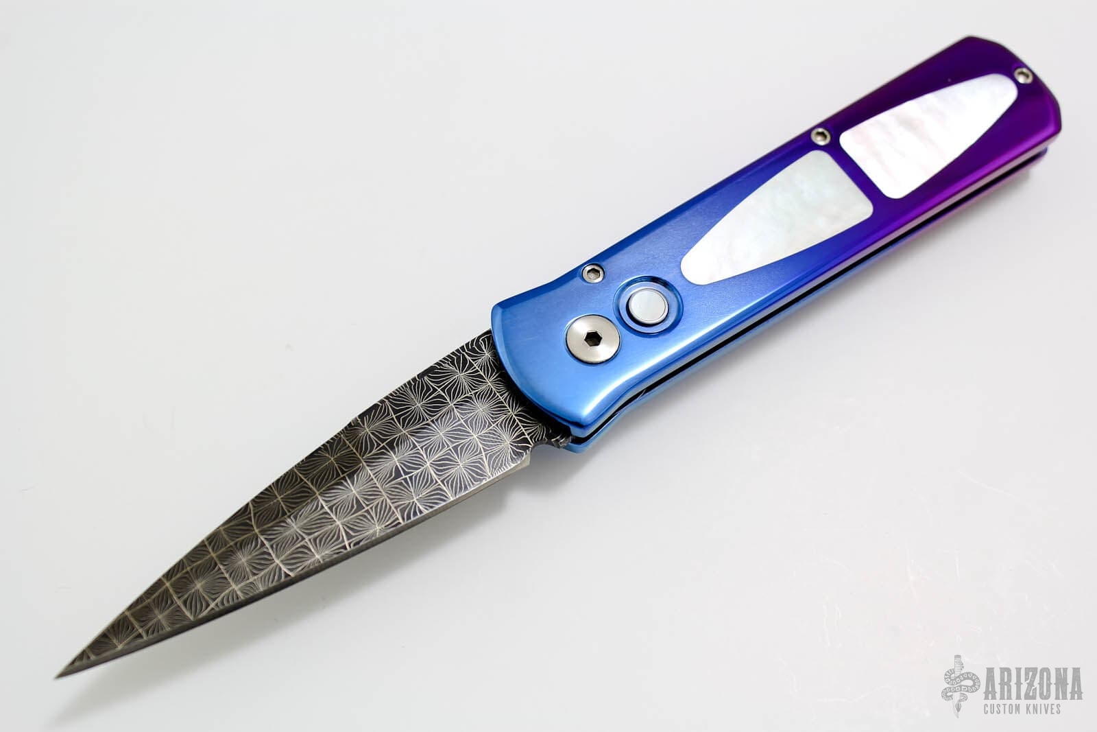 Godson - Titanium/Damascus/MOP - Arizona Custom Knives