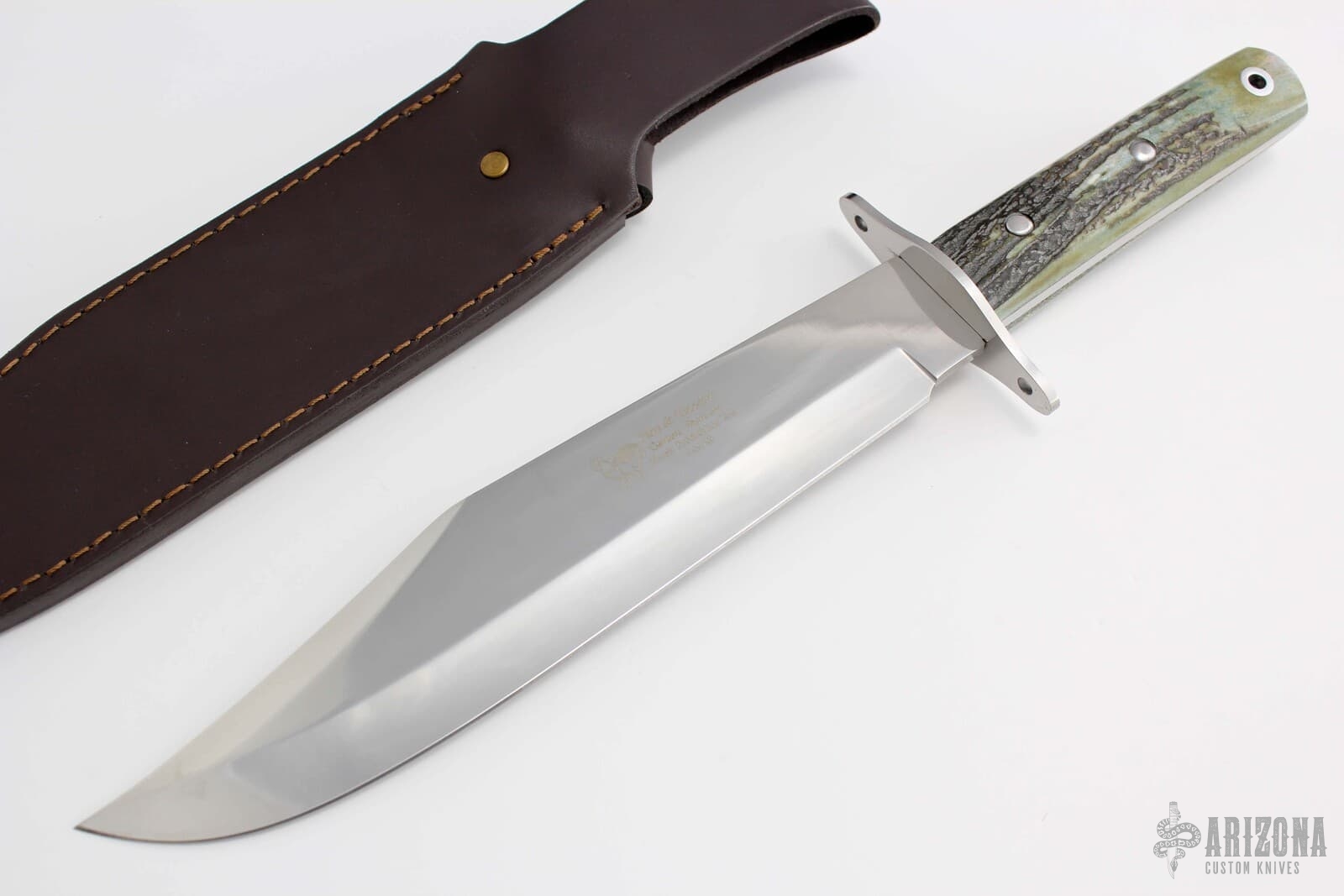 Green Stag Bowie - First Production Run 1 of 200 - Arizona Custom Knives