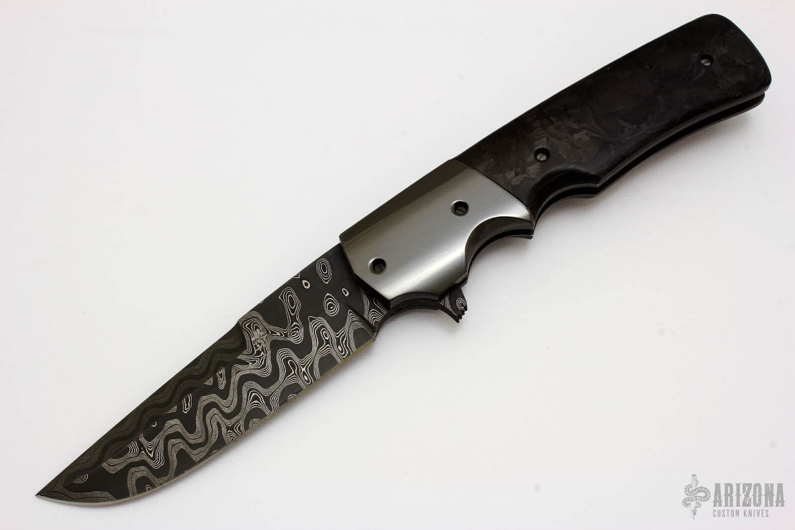 Hybrid Drop Point with Swedge - Damascus - Arizona Custom Knives