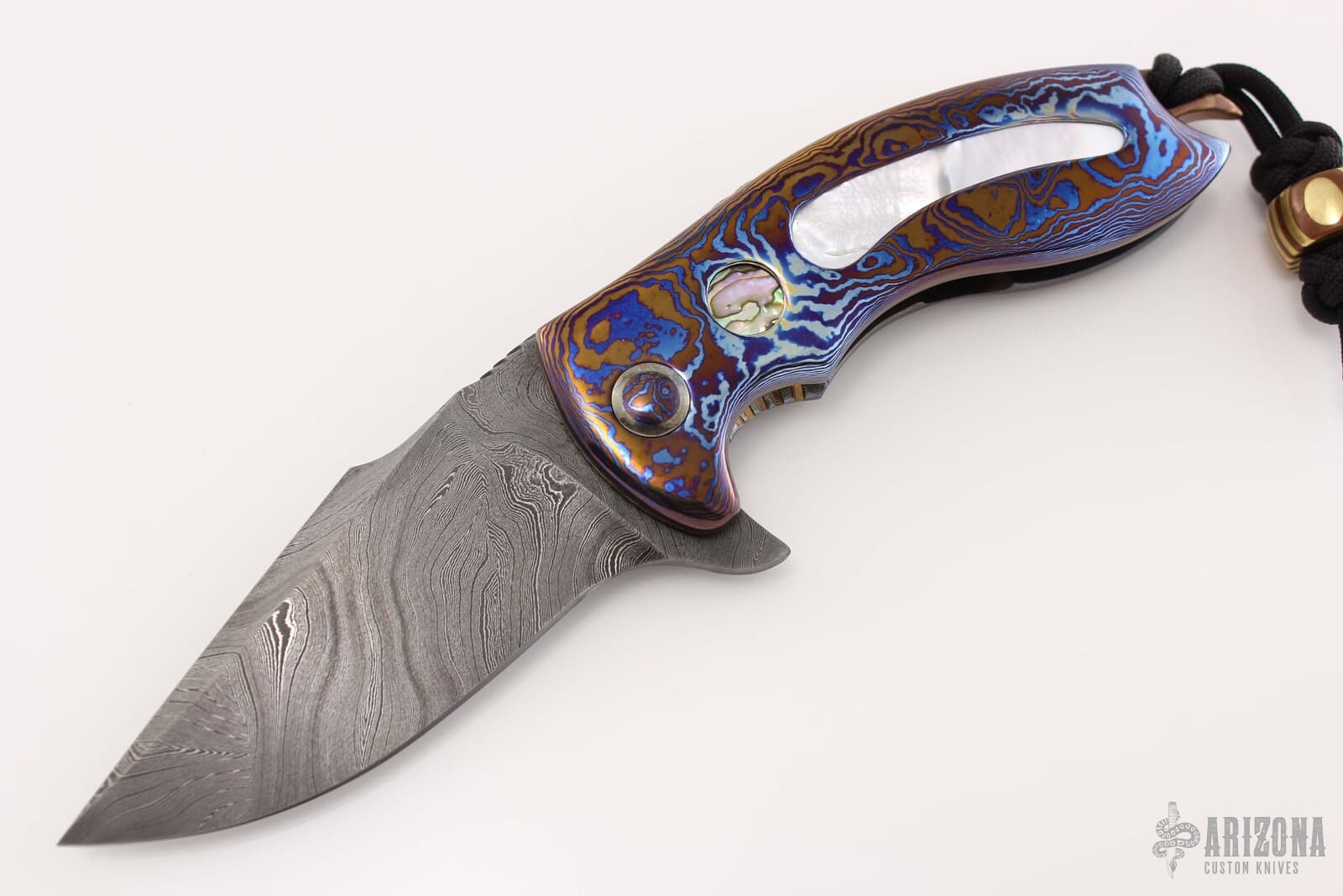Large Praymantis - Damascus/Timascus - Arizona Custom Knives