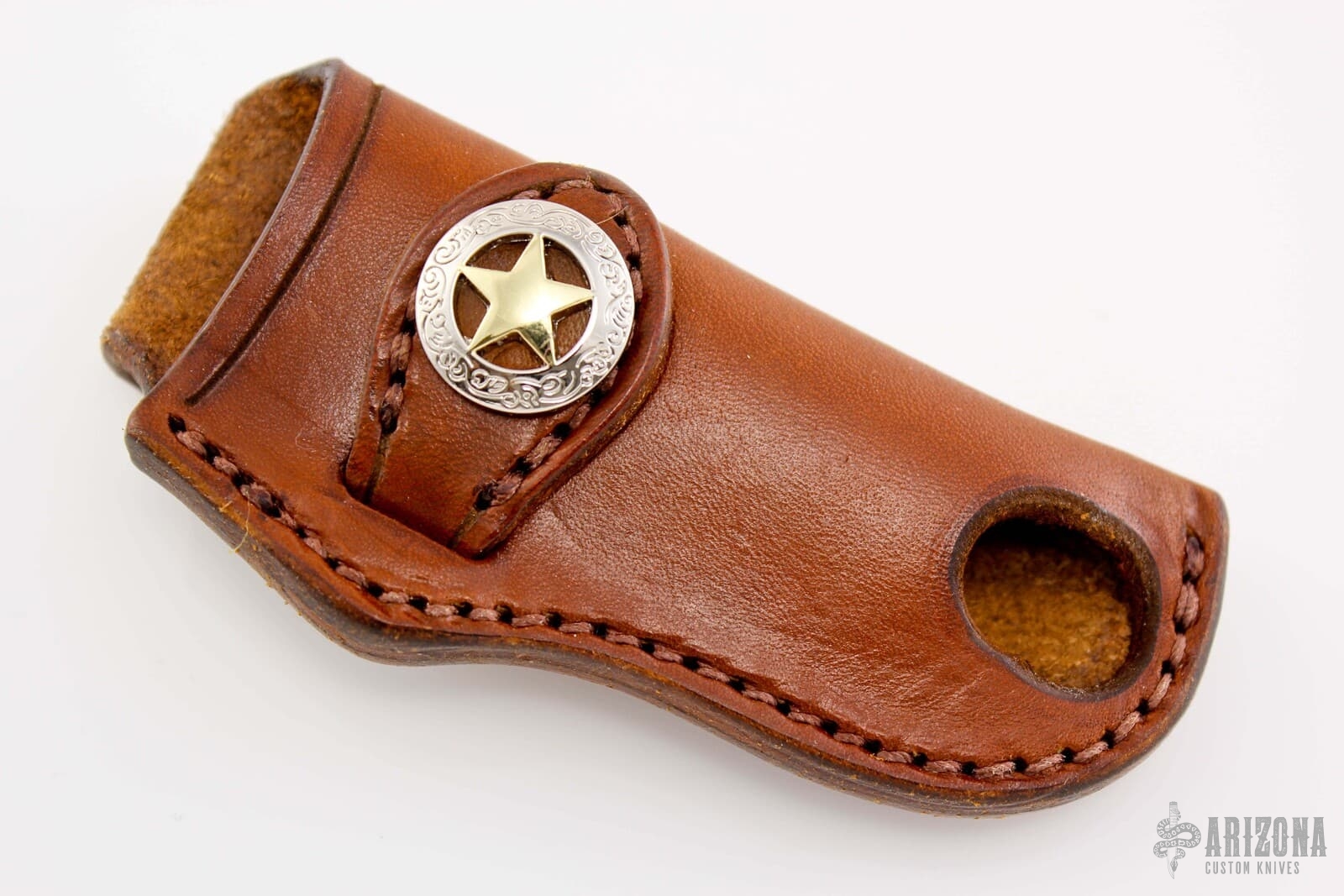Leather Belt Sheath with Concho - Arizona Custom Knives