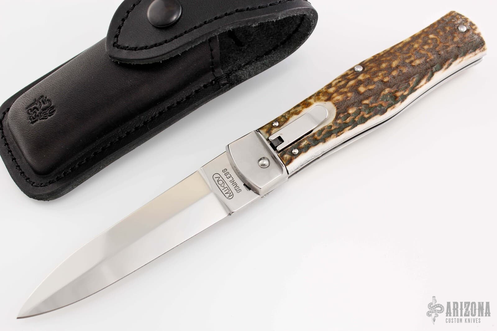 Lever Lock Auto - Stag - Arizona Custom Knives