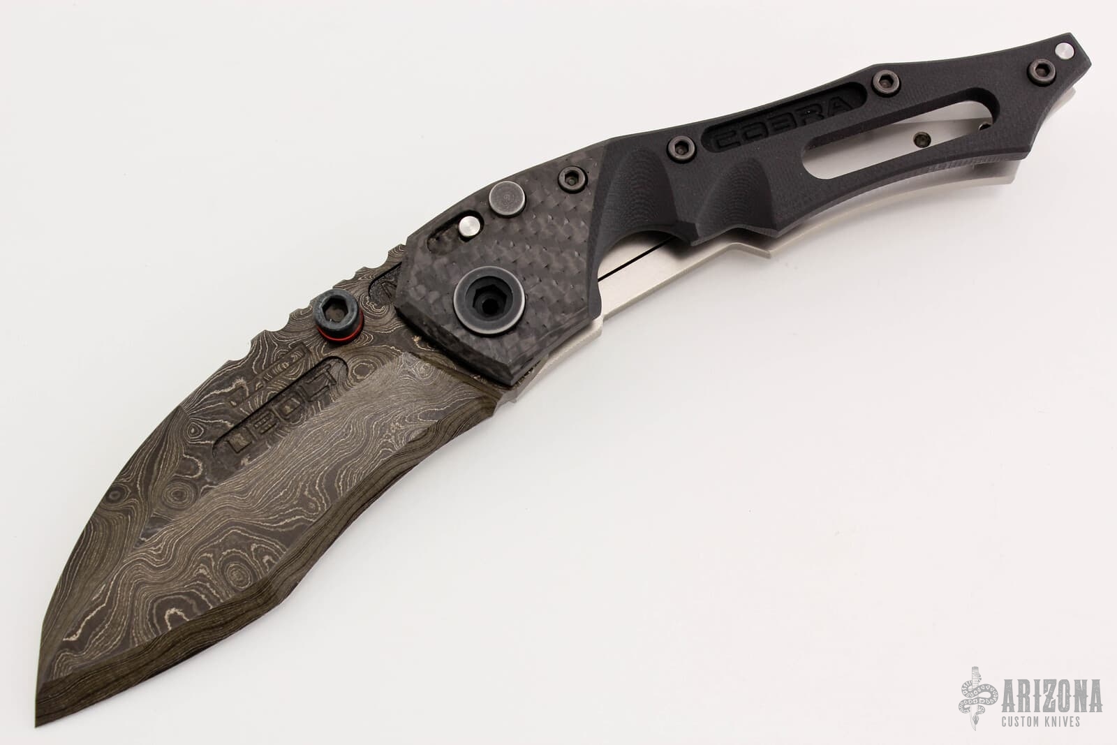 M250 Cobra M6 - Button Lock - Damascus - Arizona Custom Knives