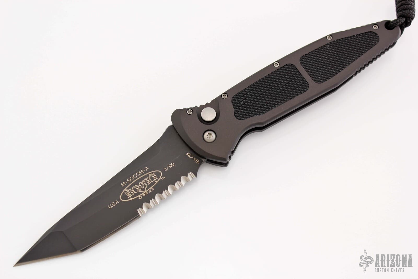 Mini Socom-Auto Black Serrated 3/99 - Arizona Custom Knives