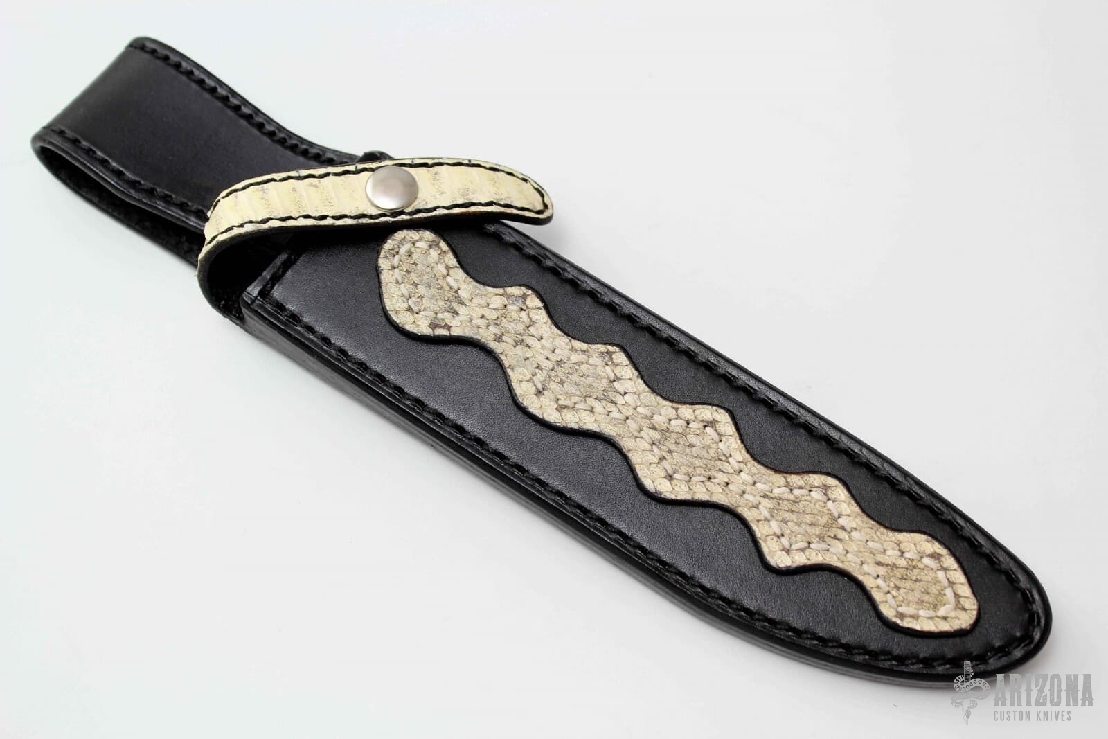 Model 1-7 Black Leather Sheath w/ Snake skin | Arizona Custom Knives