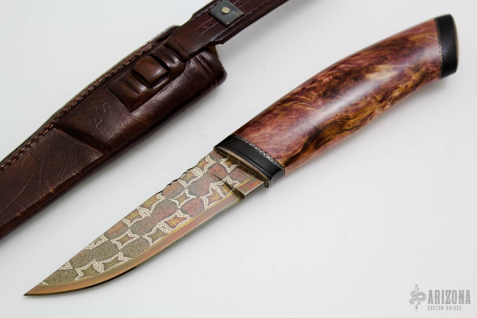 Mosaic Damascus Fixed Blade - Arizona Custom Knives