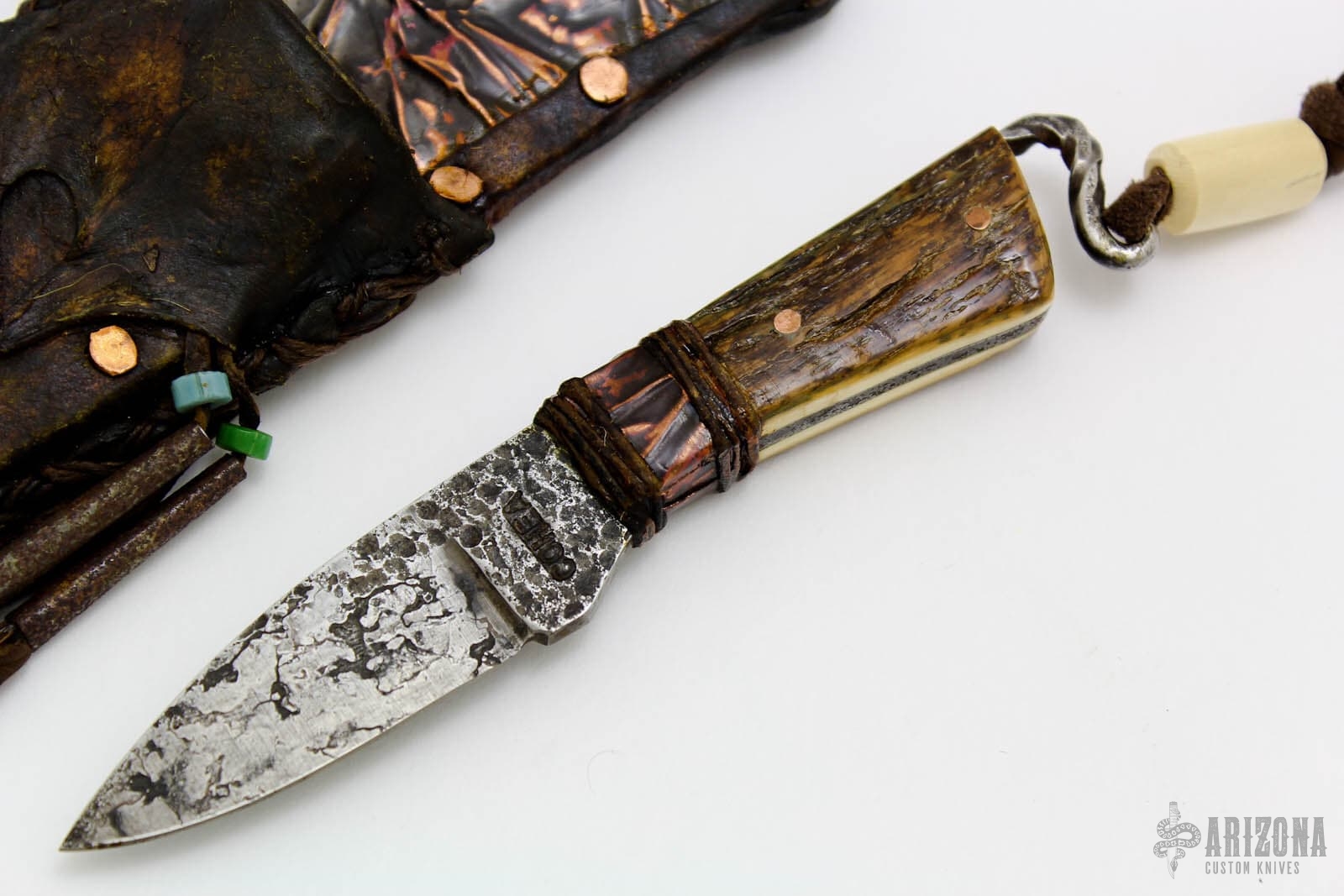 Primitive Neck Knife - Bark Mammoth Ivory - Arizona Custom Knives