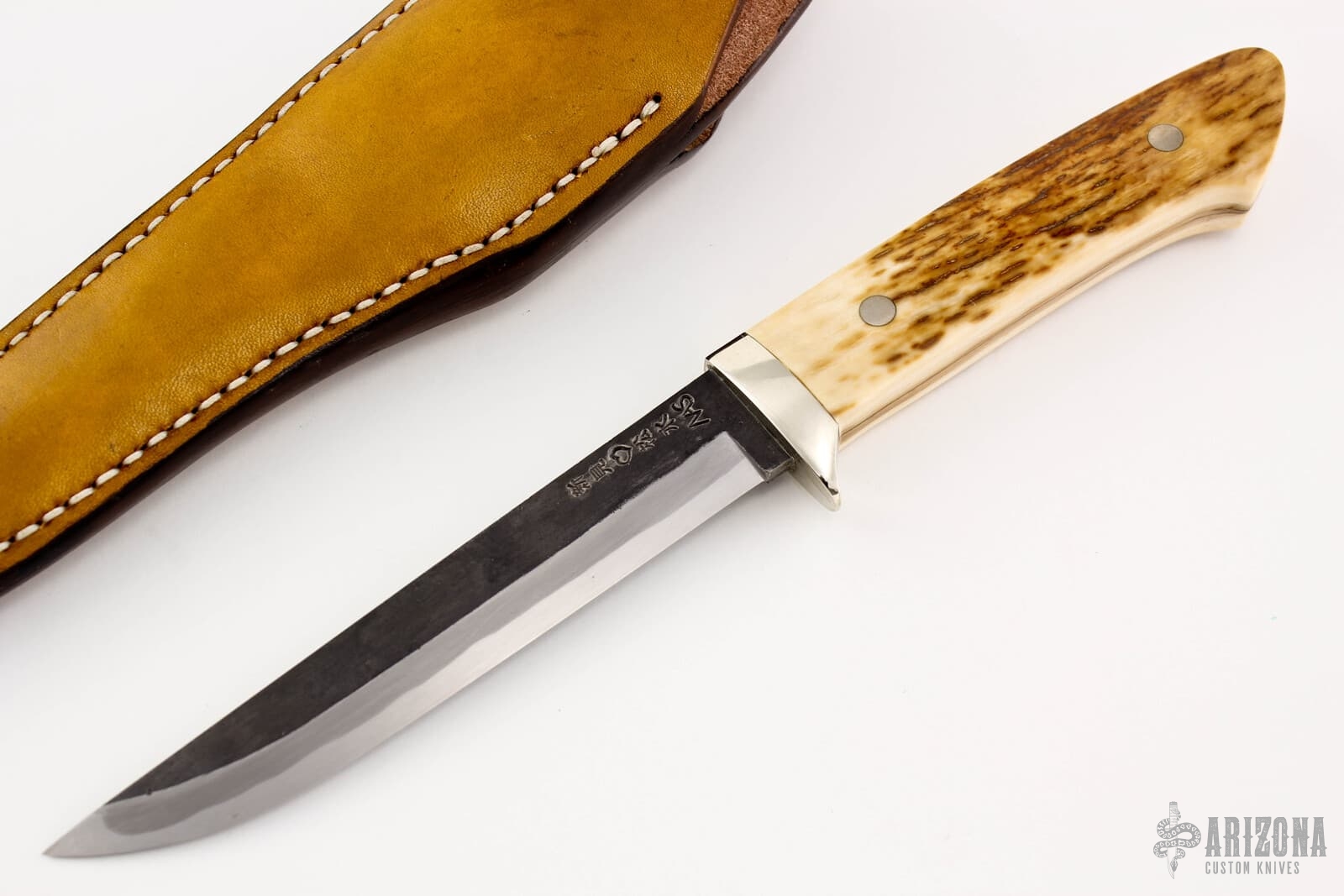 Sheath Knife - Mammoth Ivory Handle by Moriya - Arizona Custom Knives