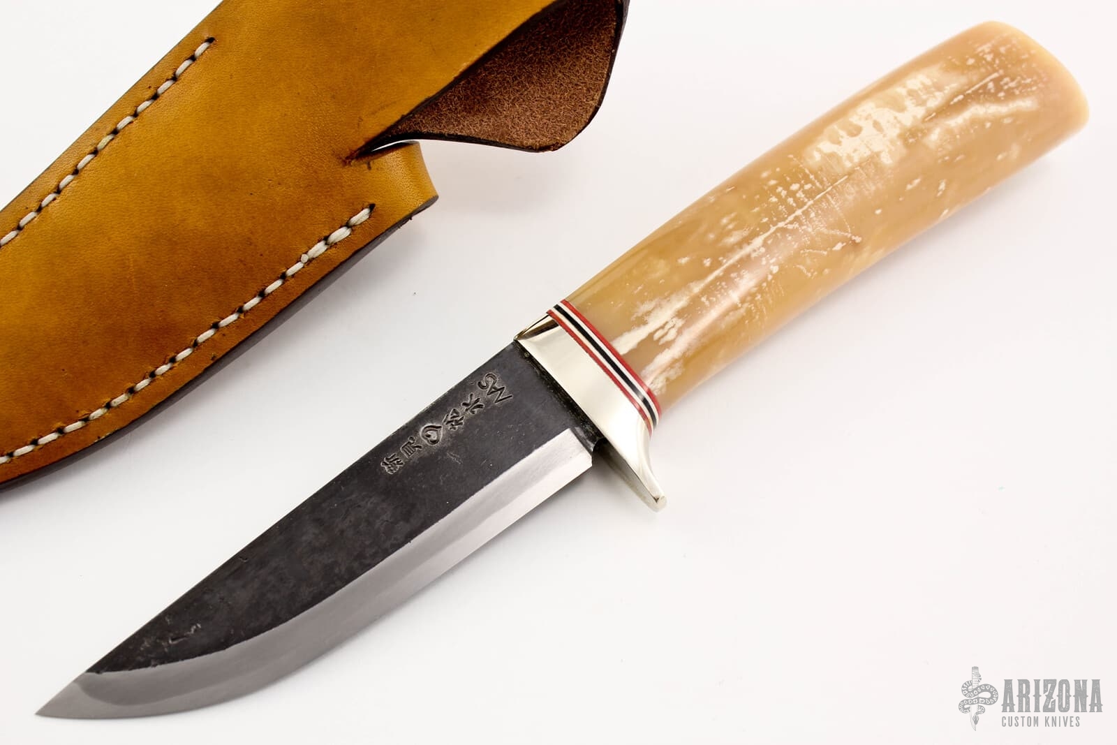 Sheath Knife - Mammoth Ivory Handle by Moriya - Arizona Custom Knives