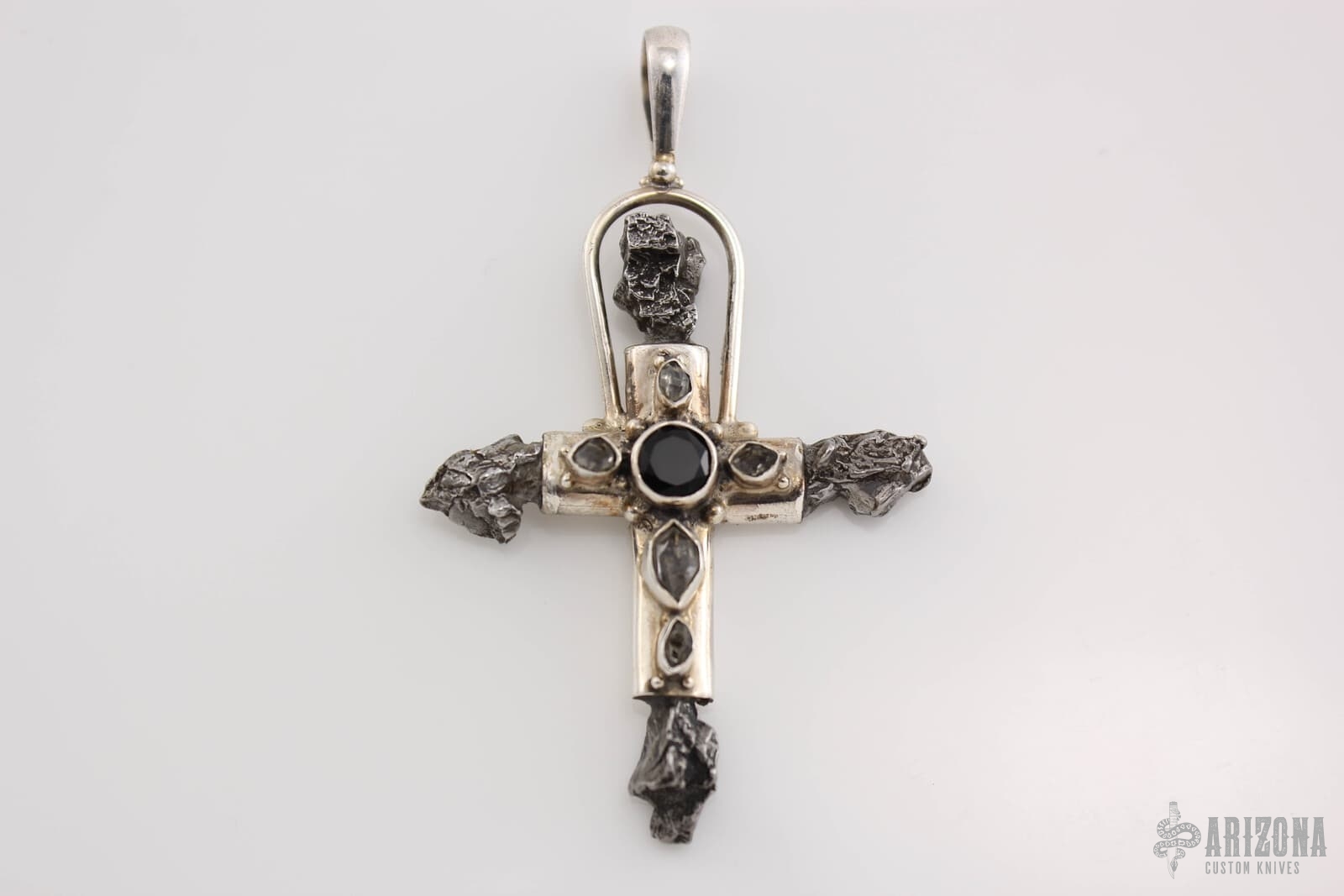 Silver and Meteorite Cross - Arizona Custom Knives