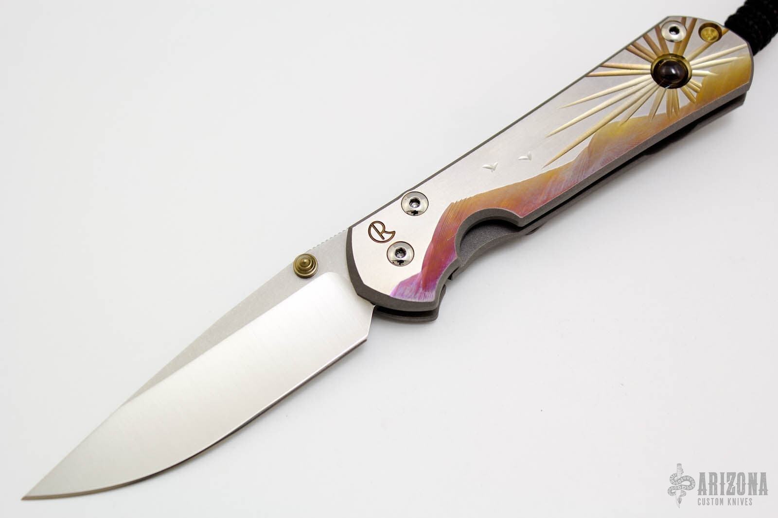 Small Sebenza 21 - Unique Graphic "Morning Sun" | Arizona Custom Knives
