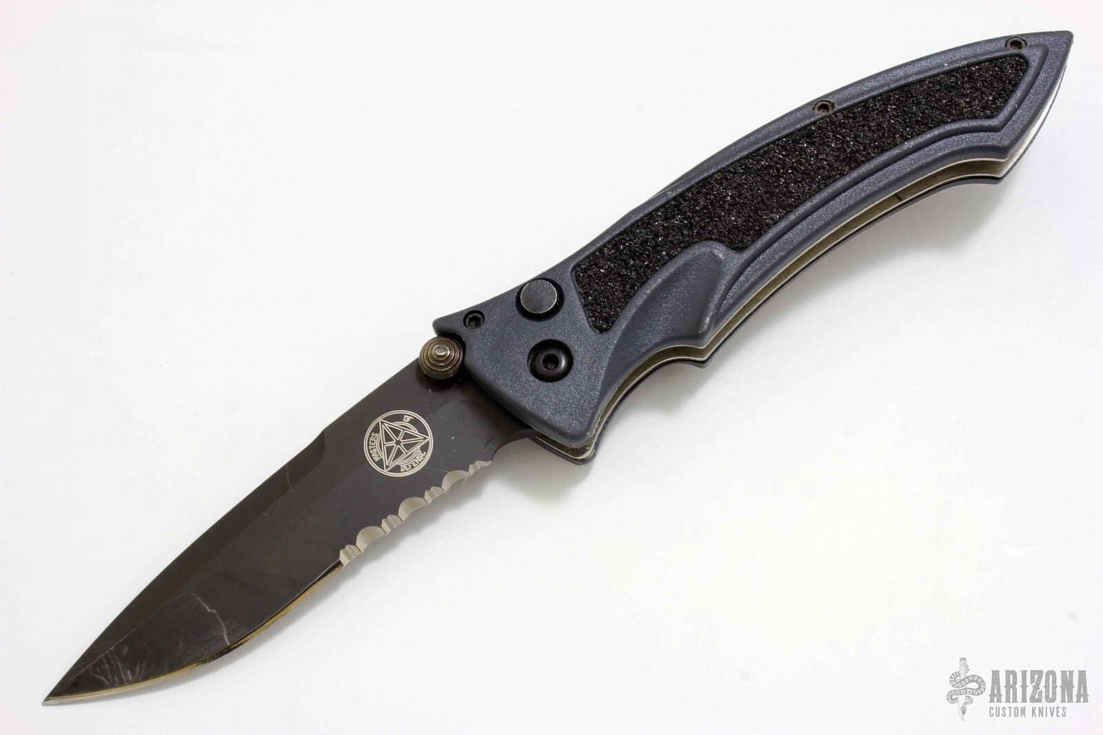 Small Tactical Auto - Black Serrated Auto - Arizona Custom Knives