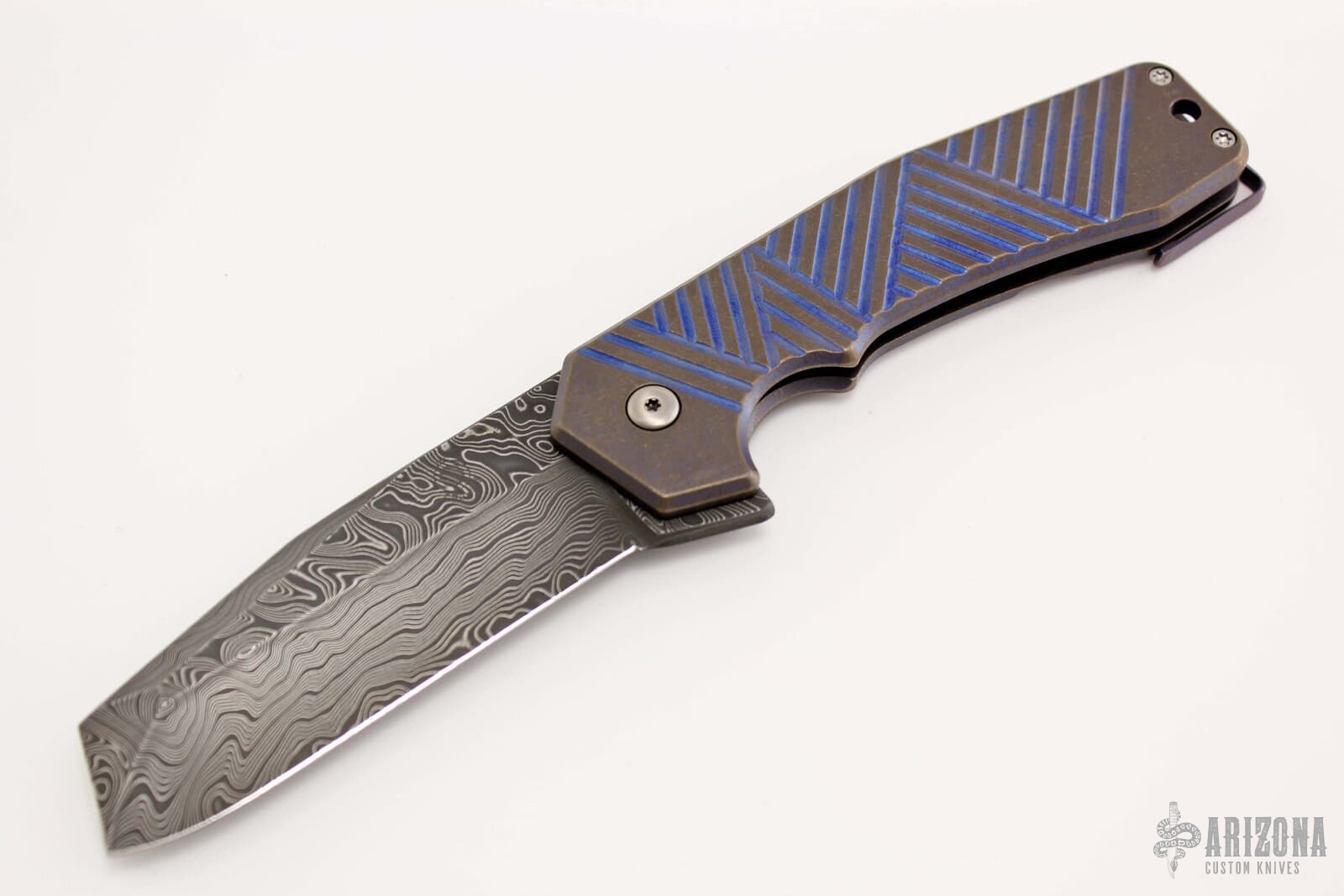 SS3 Razel MidTech Flipper - Damascus - Arizona Custom Knives