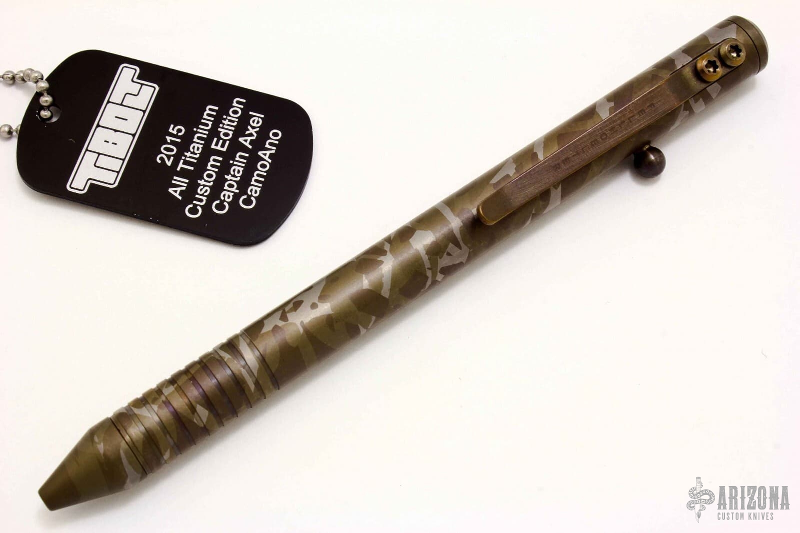 TiBolt Pen - "Captain Axel CamoAno" - Arizona Custom Knives