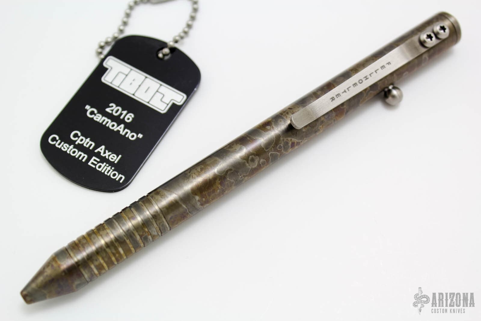 TiBolt Pen - "Captain Axel CamoAno" - Arizona Custom Knives