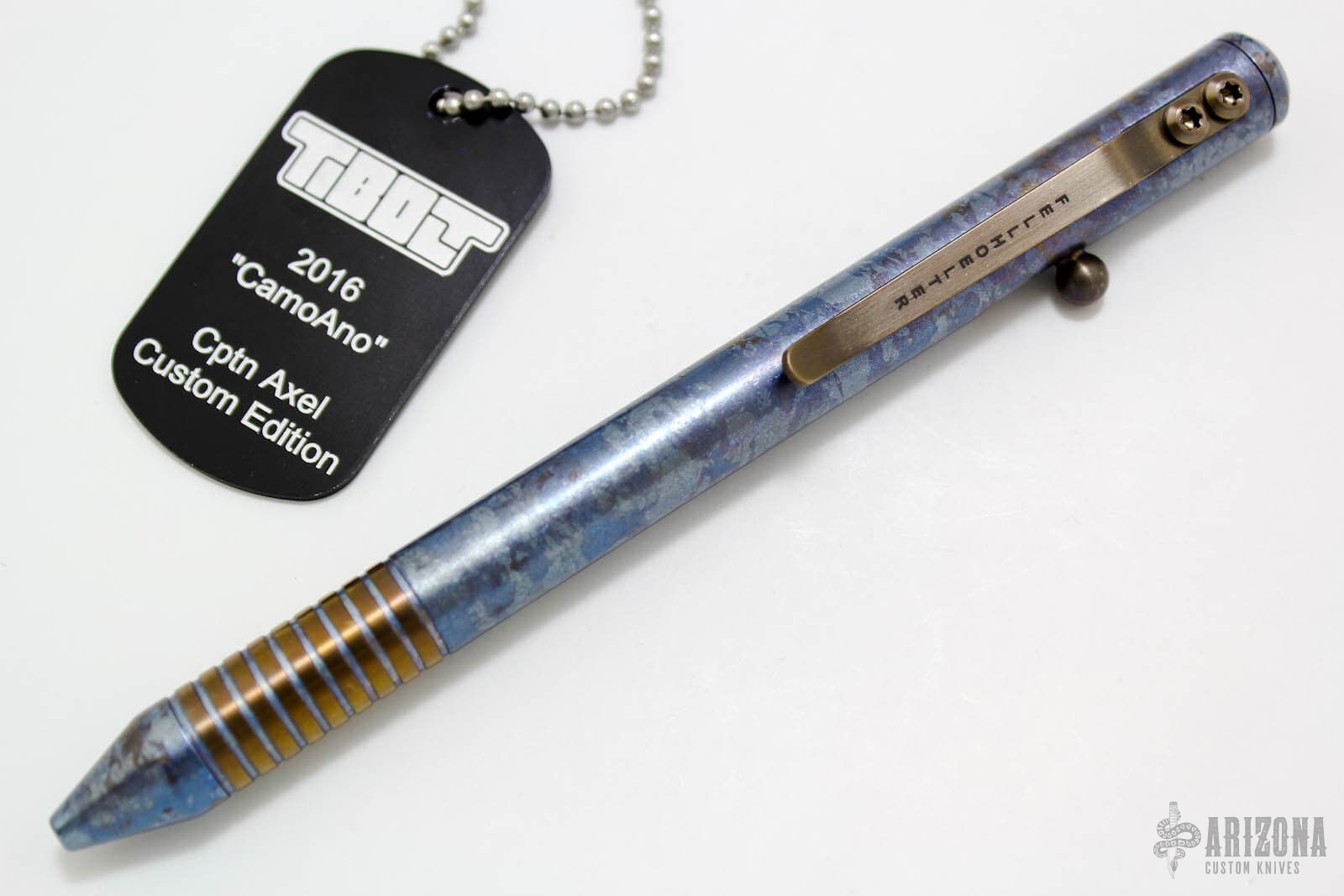 TiBolt Pen - "Captain Axel CamoAno" | Arizona Custom Knives